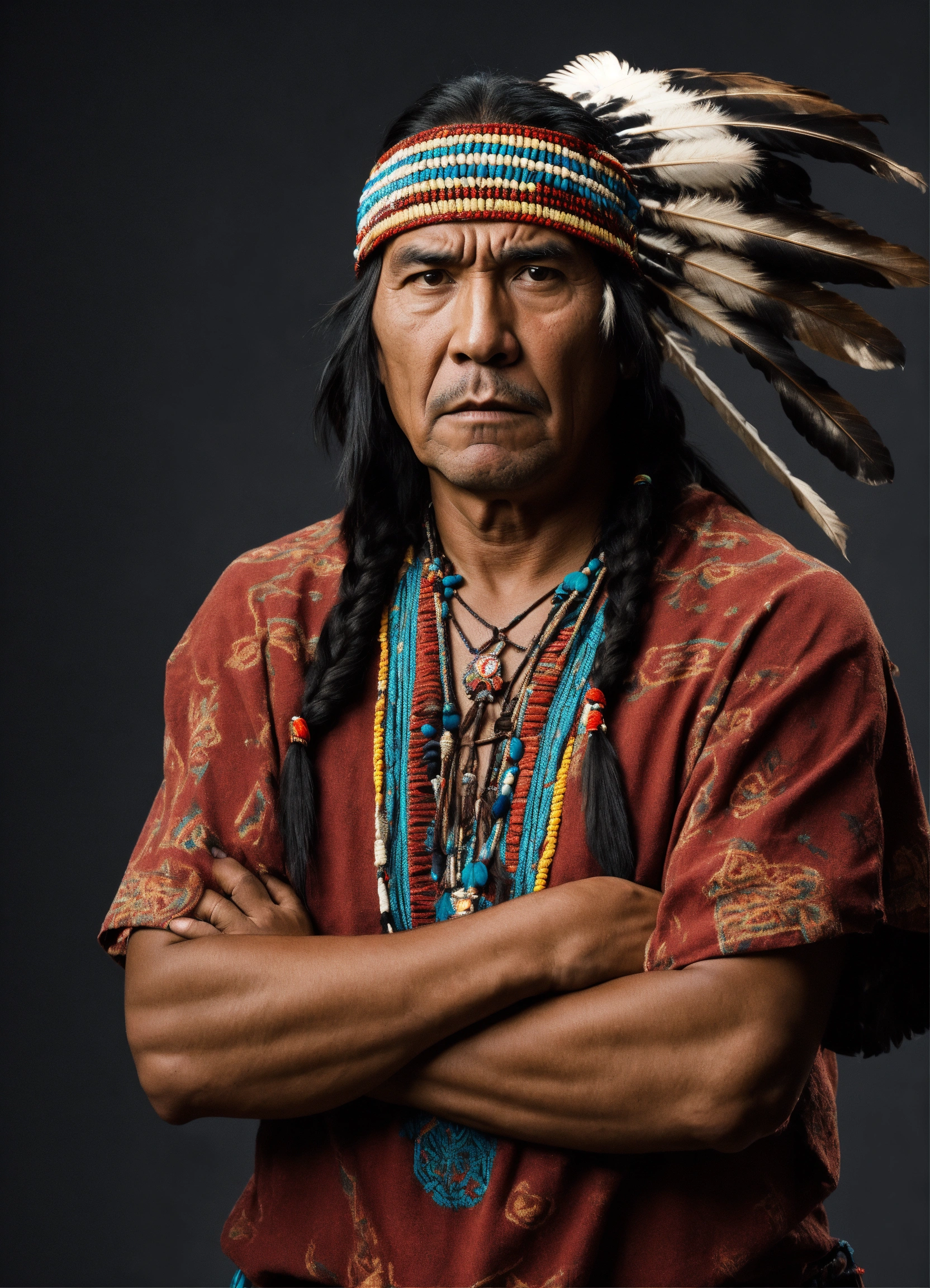 Lexica - Scared native american man, FRONT VIEW, casual clothes, arms ...