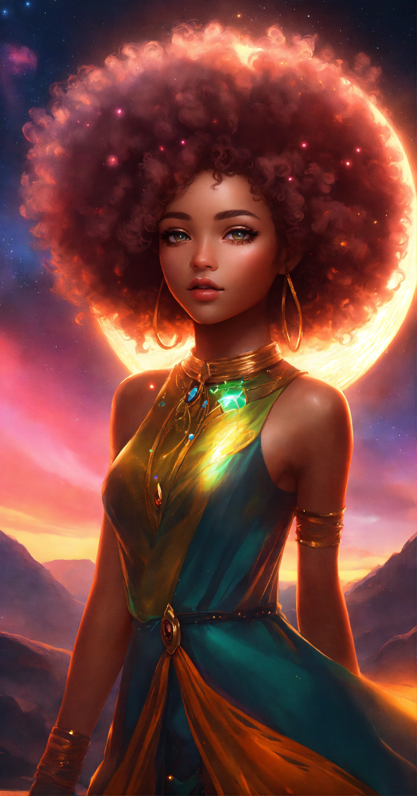 Lexica - Cute waifu, enigmatic mystical enchantress, afro-futurism, big ...