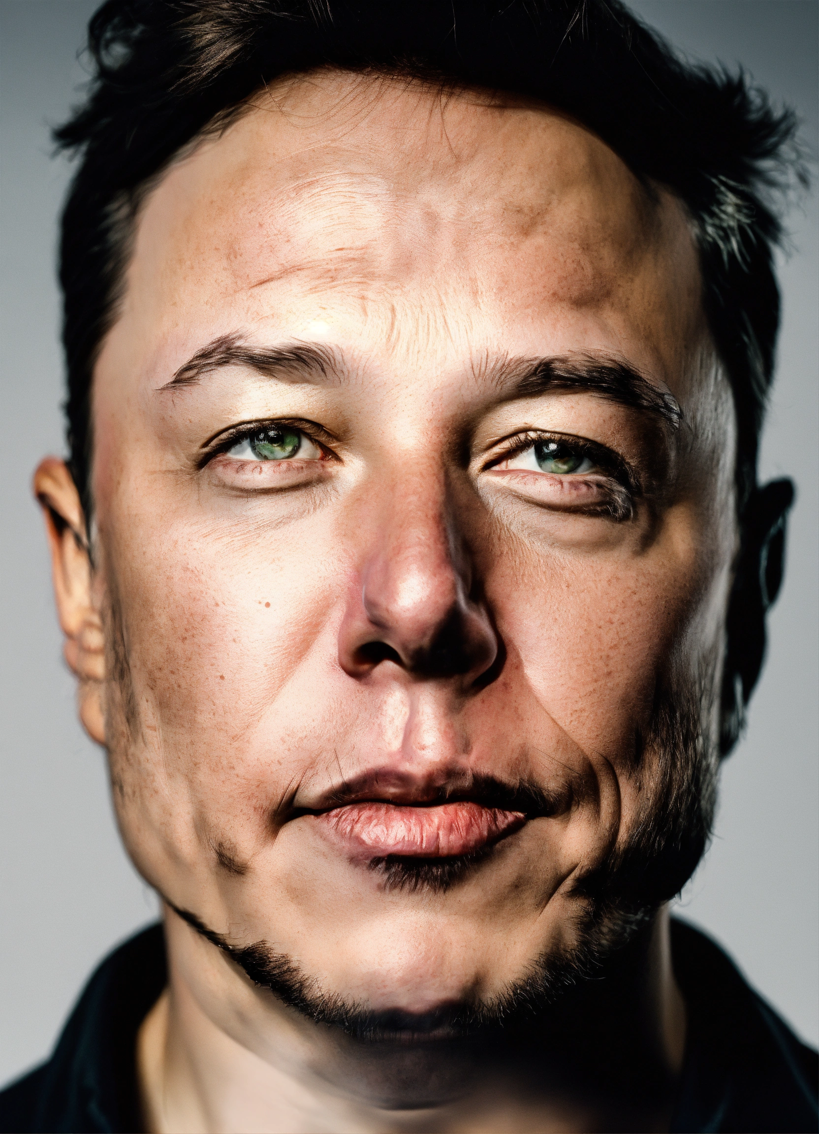 Lexica - Elon Musk, black background, evil.