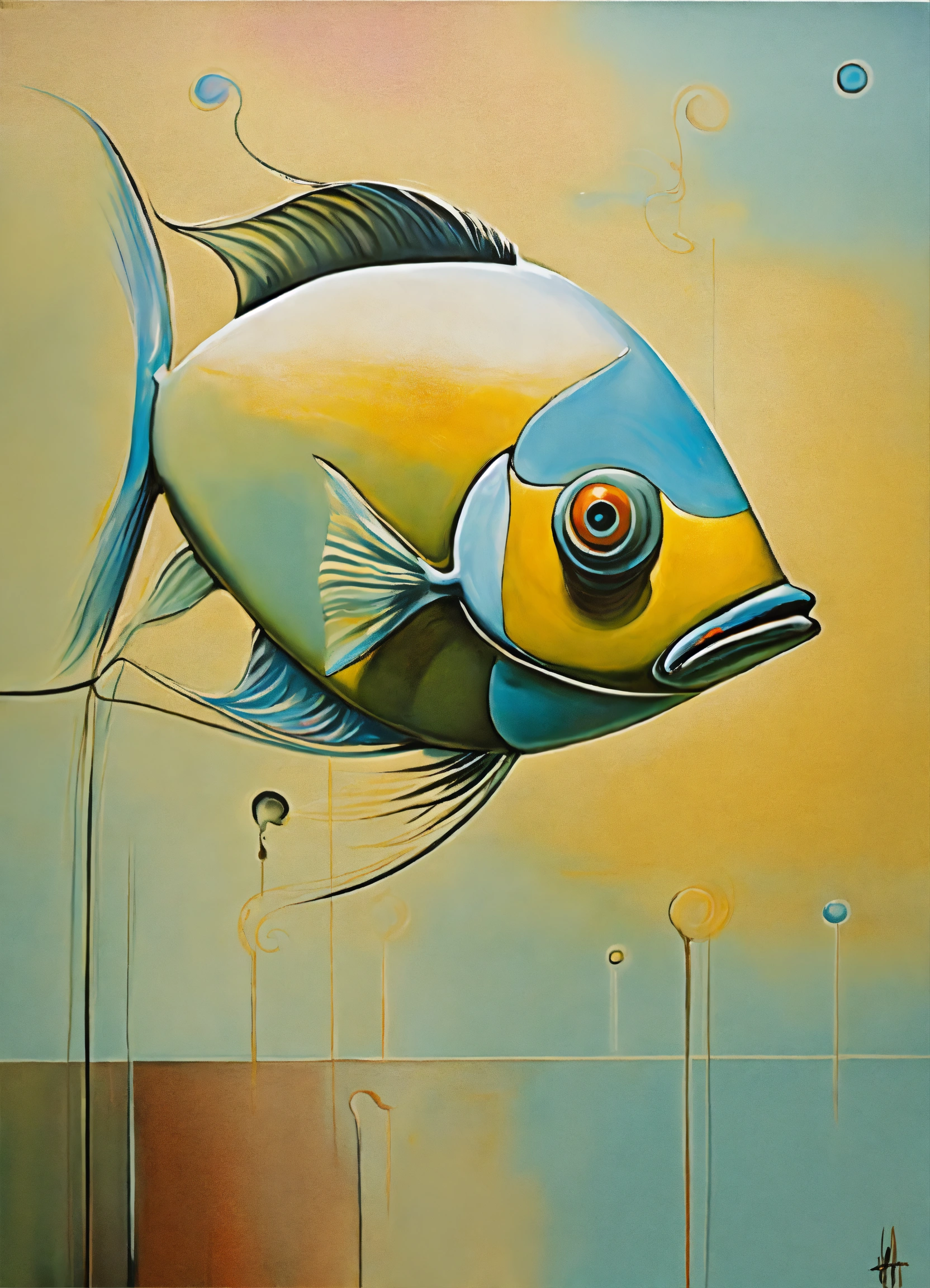 Lexica - Abstract Salvador Dali painting fish in pastel shades.