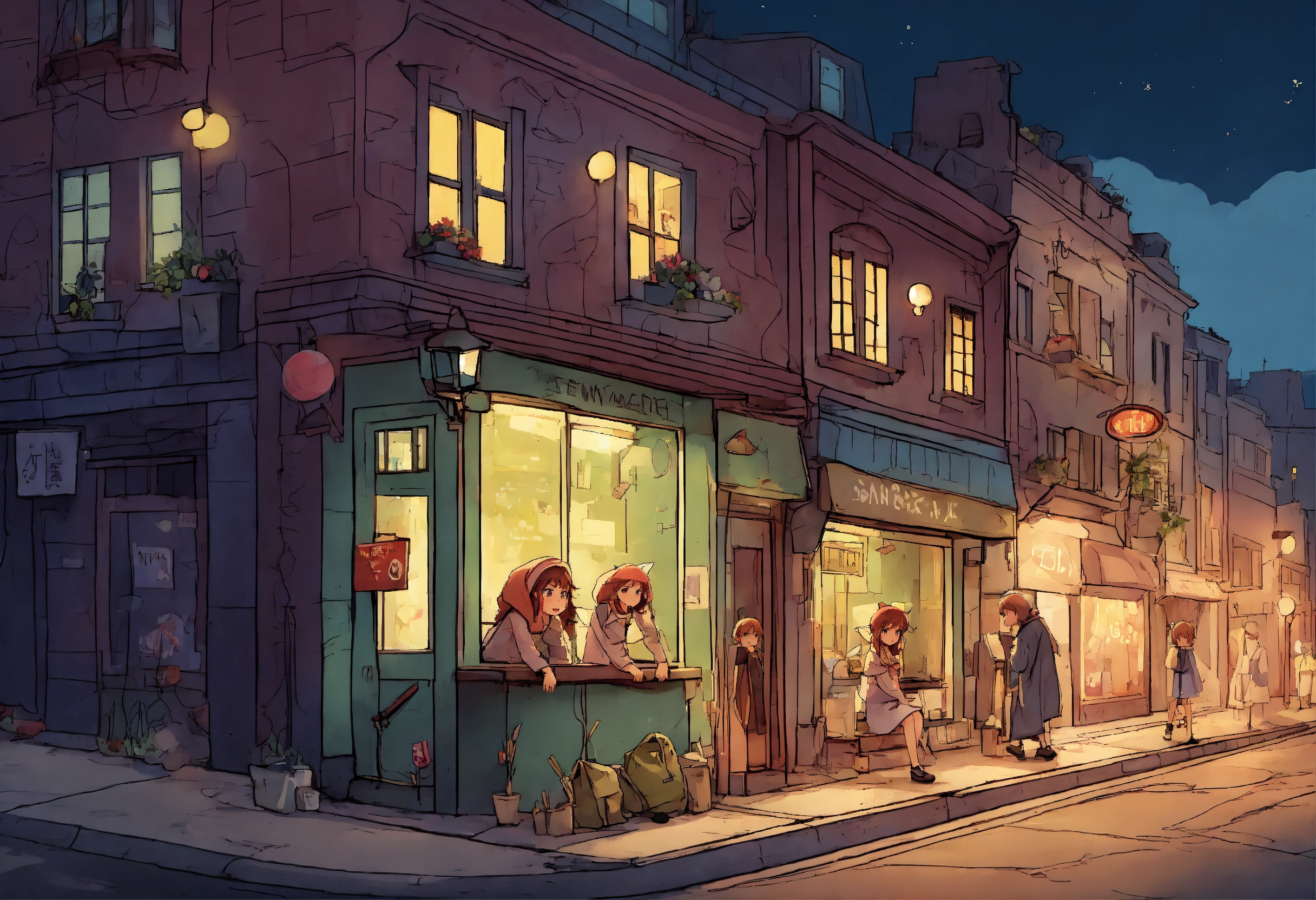 Lexica - Cartoon fairy taie style image sad city dwellers on the street ...