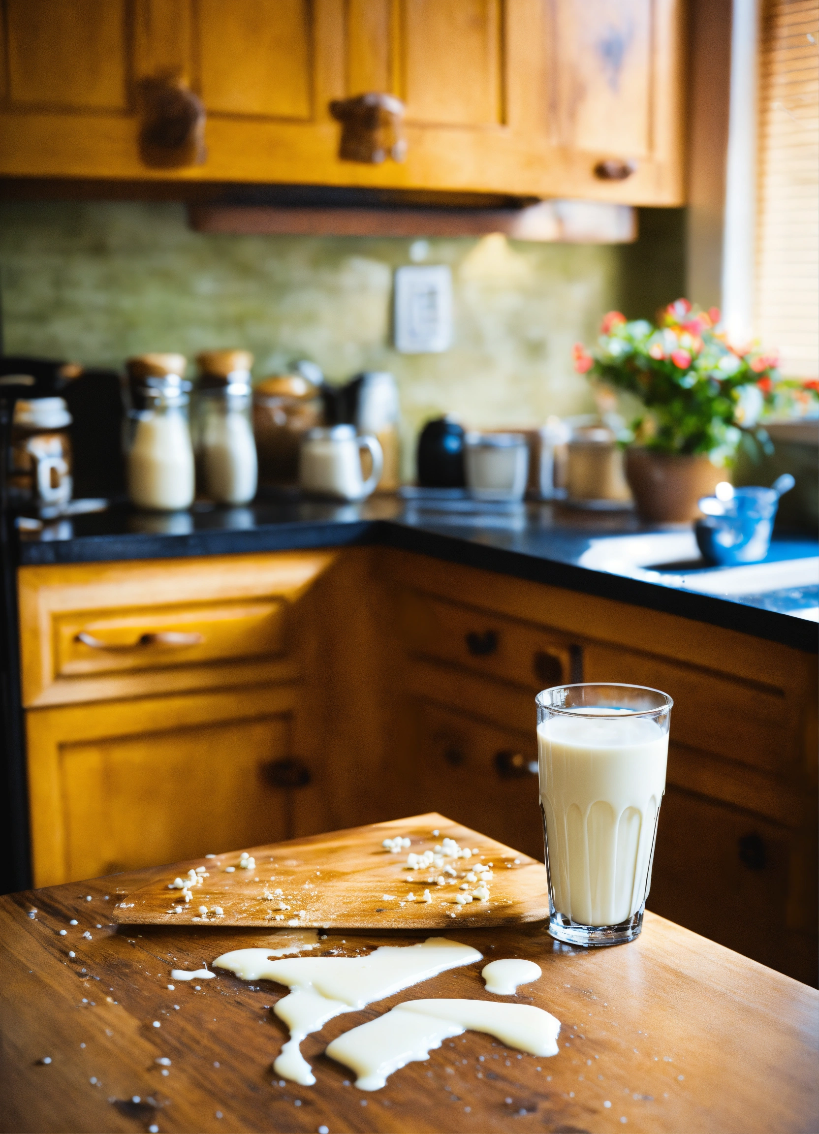Lexica - Kitchen table, countertop with spilled milk