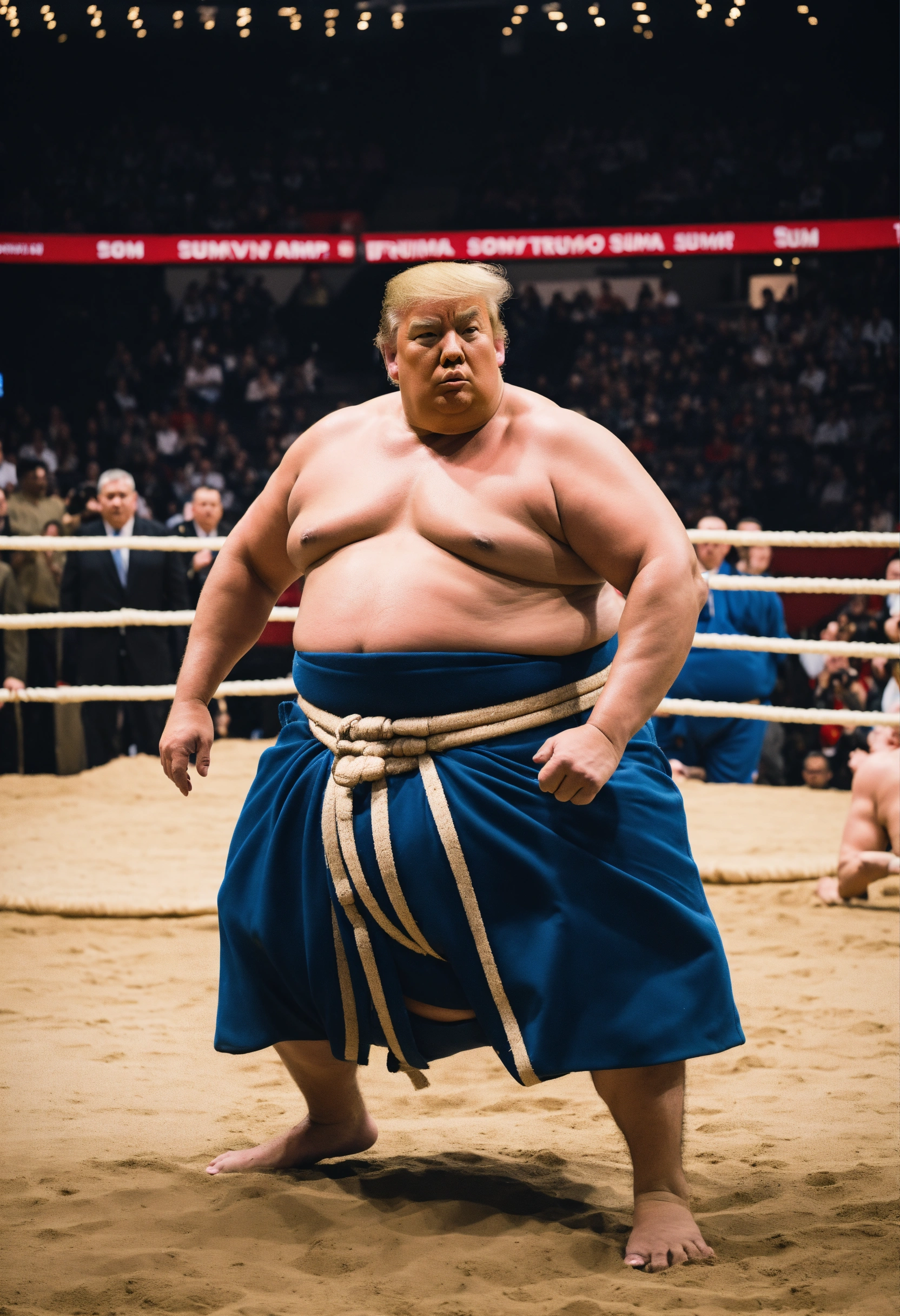 Lexica - Sumo wrestler Donald Trump in the arena, sports action shot ...