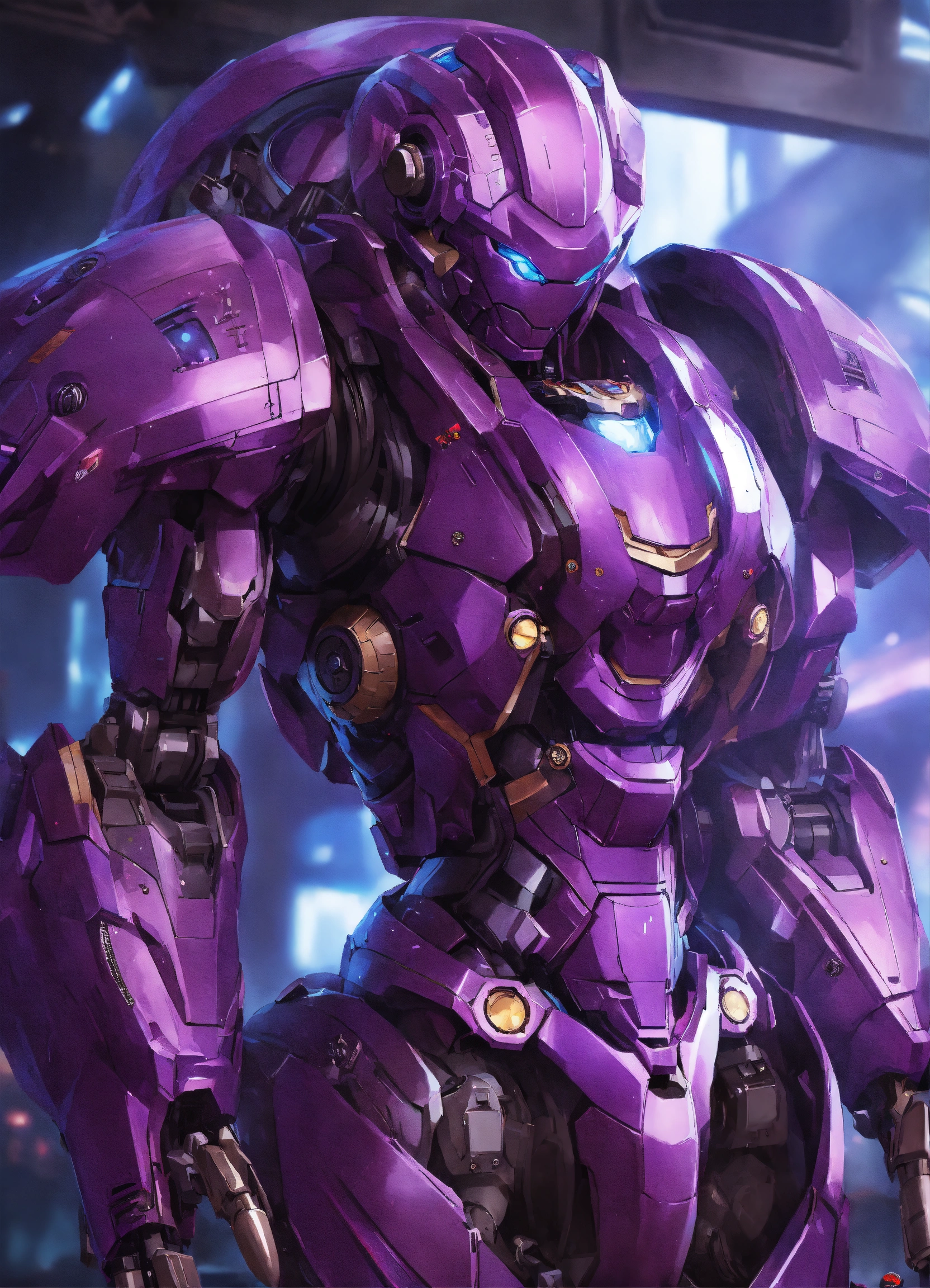 Lexica - Anime art of a royal purple mechanical gear-driven mecha, 8k ...
