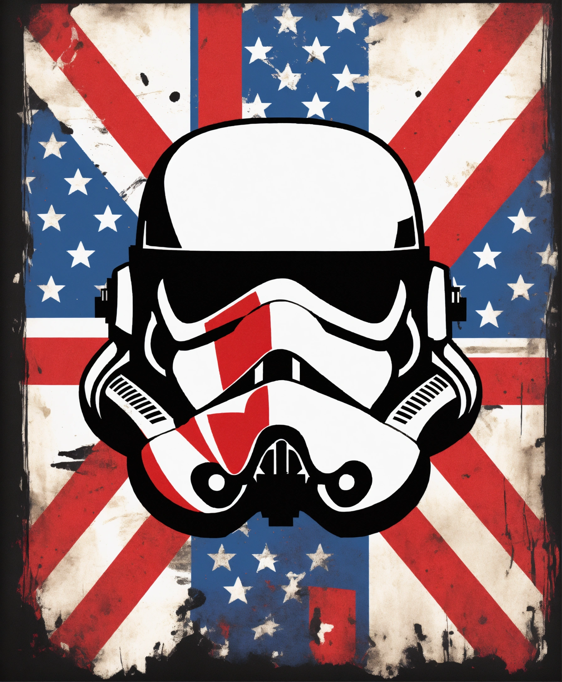 Lexica - Distressed design for funny black t shirt stormtrooper helmet, American Flag