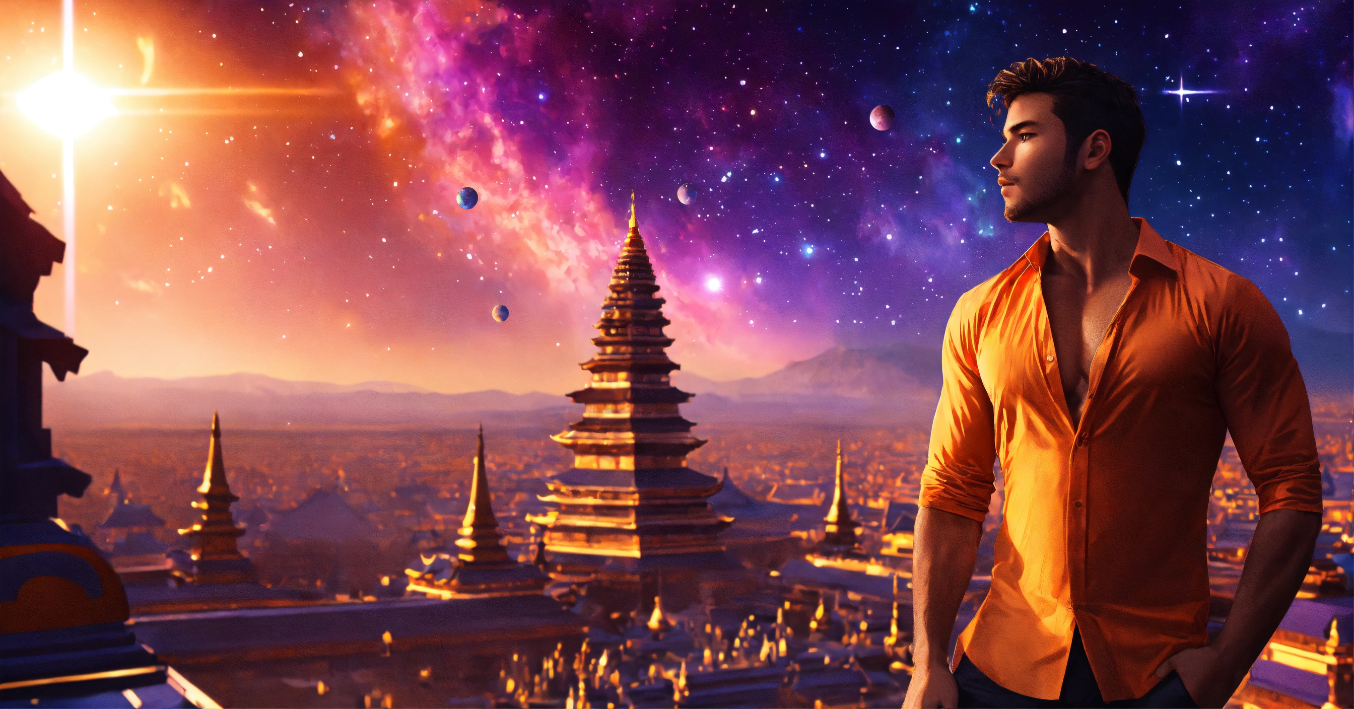 Lexica - Gorgeous well built guy, open shirt, upper torso view, looking ...