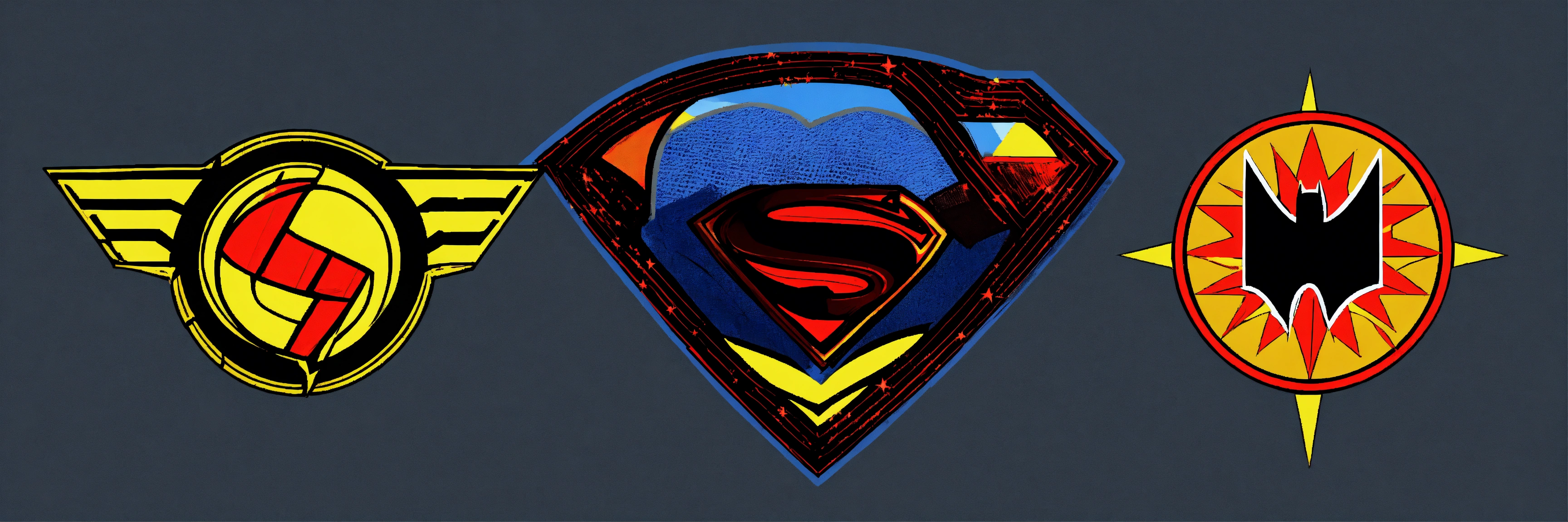 Lexica - Merge Batman, Superman, Wonder Woman, and Captain Marvel insignias