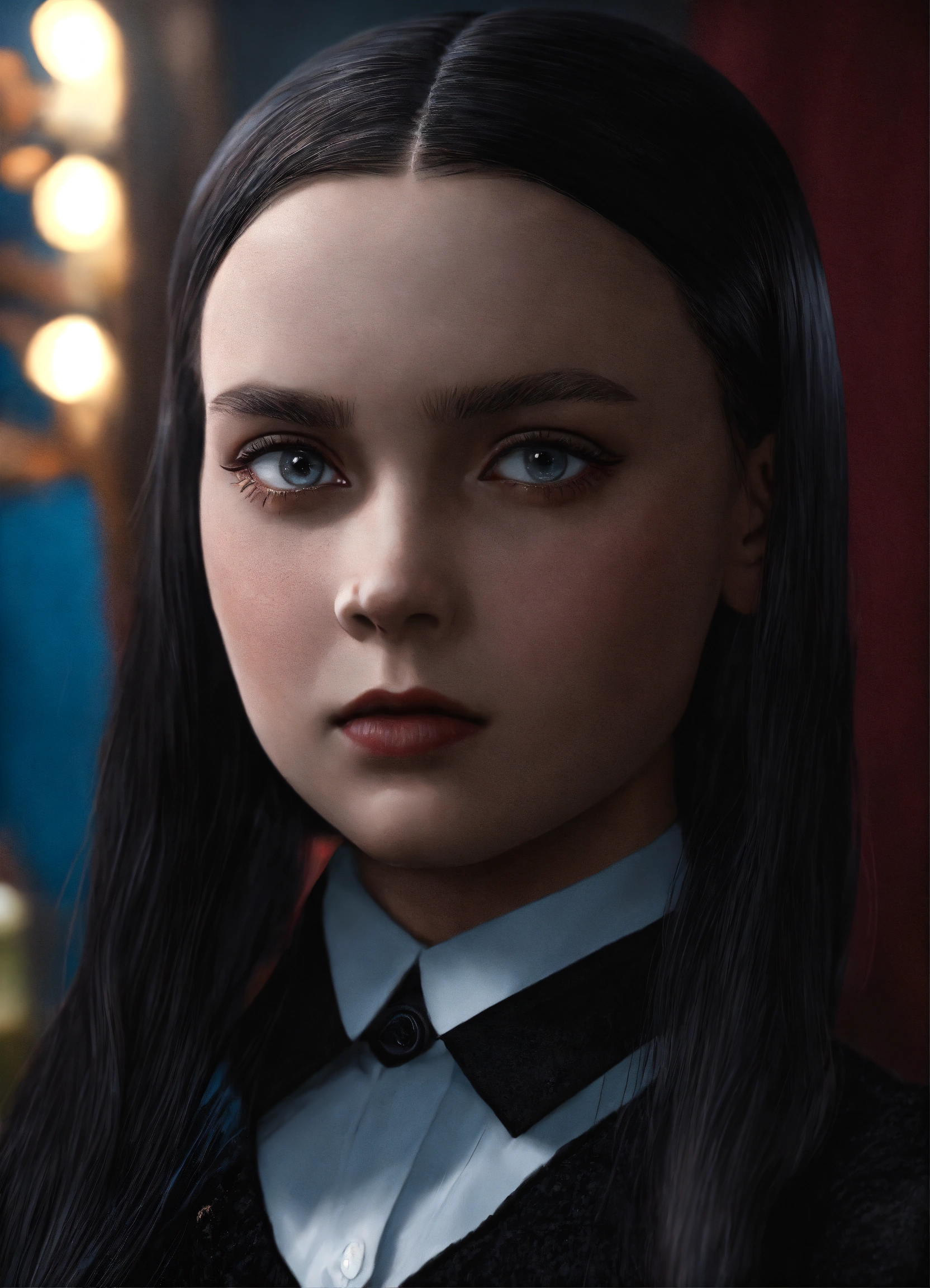 Lexica - Photorealistic, close up, wednesday addams, extreme closeup ...
