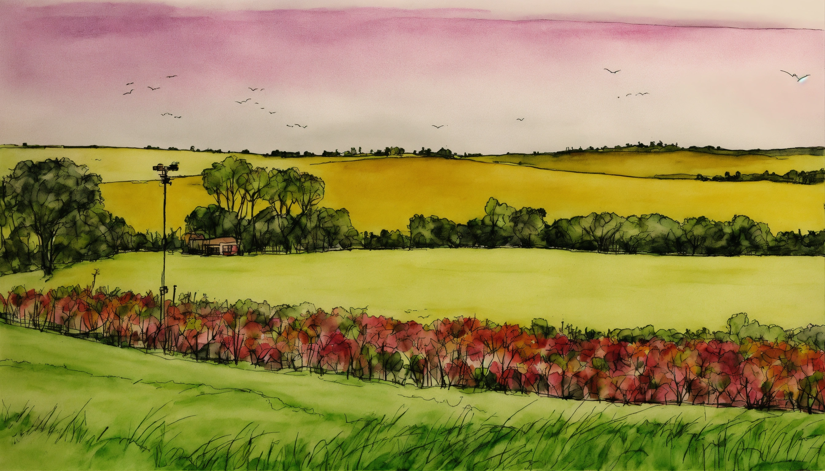 Lexica - Beautiful pen and ink sketch of Sidney, minimalist, colored