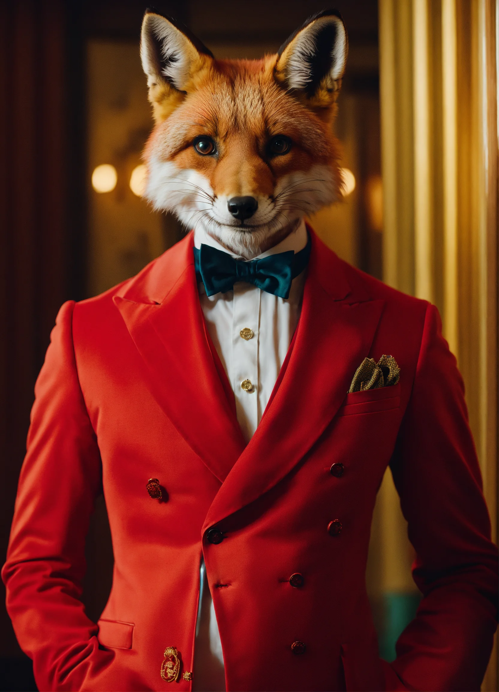 Lexica - Award - Winning Cinematic Still of Fox-Headed butler posing ...