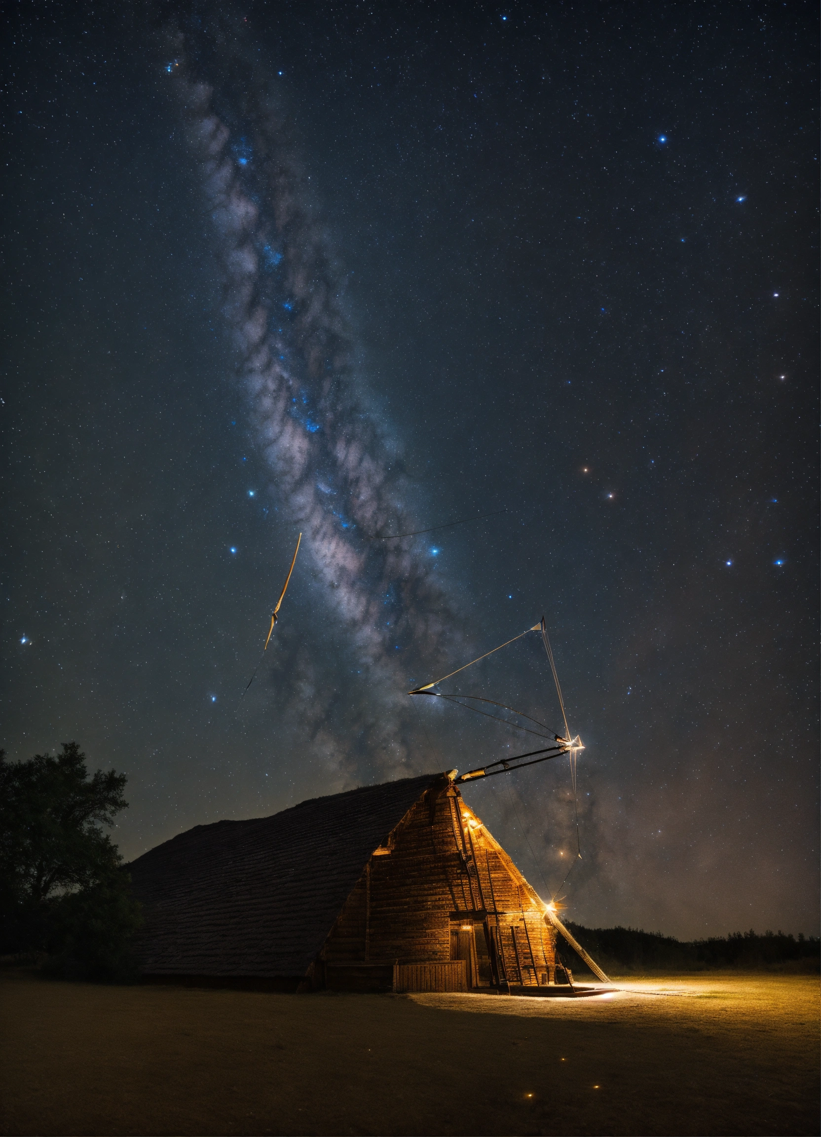 Lexica - Wide view of a huge Bow and Arrow made of stars like a new ...