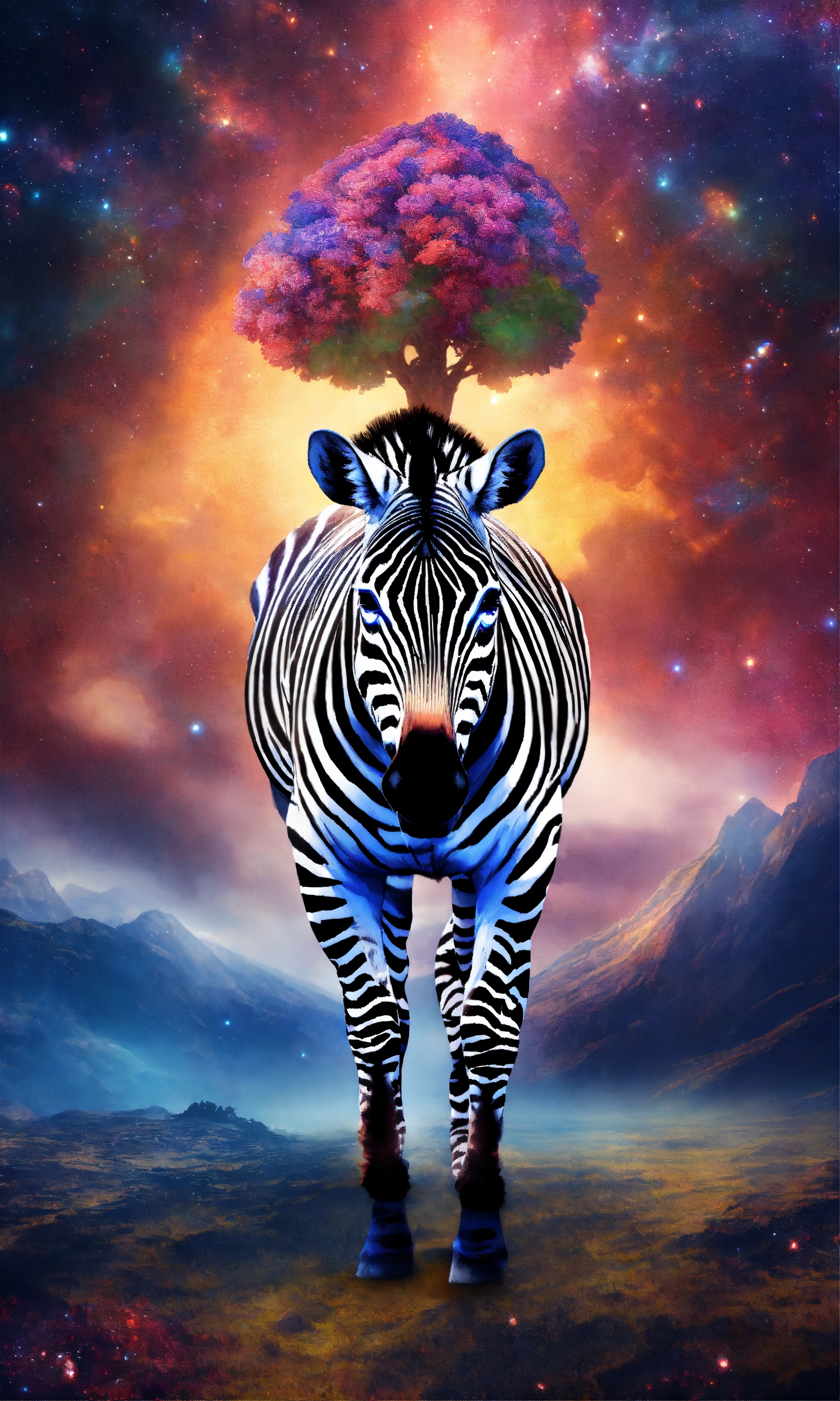 Lexica - The brain hovering over the zebra comes out of the ...