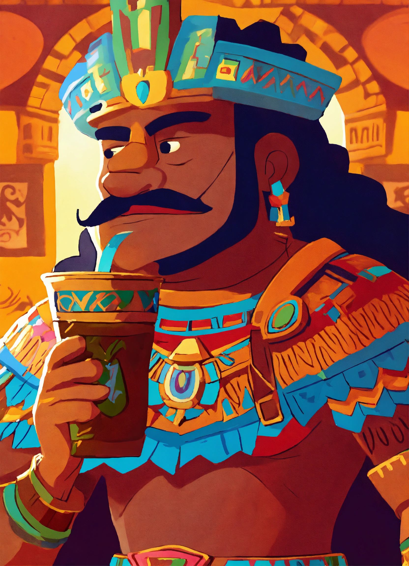 Lexica - Pixar animation of montezuma, aztec emperor drinking xocolatl ...