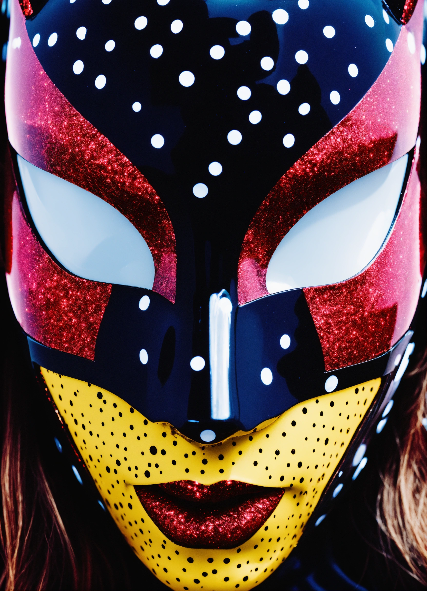 Lexica - Medium close-up, transparent dark plexiglass printed with dots ...
