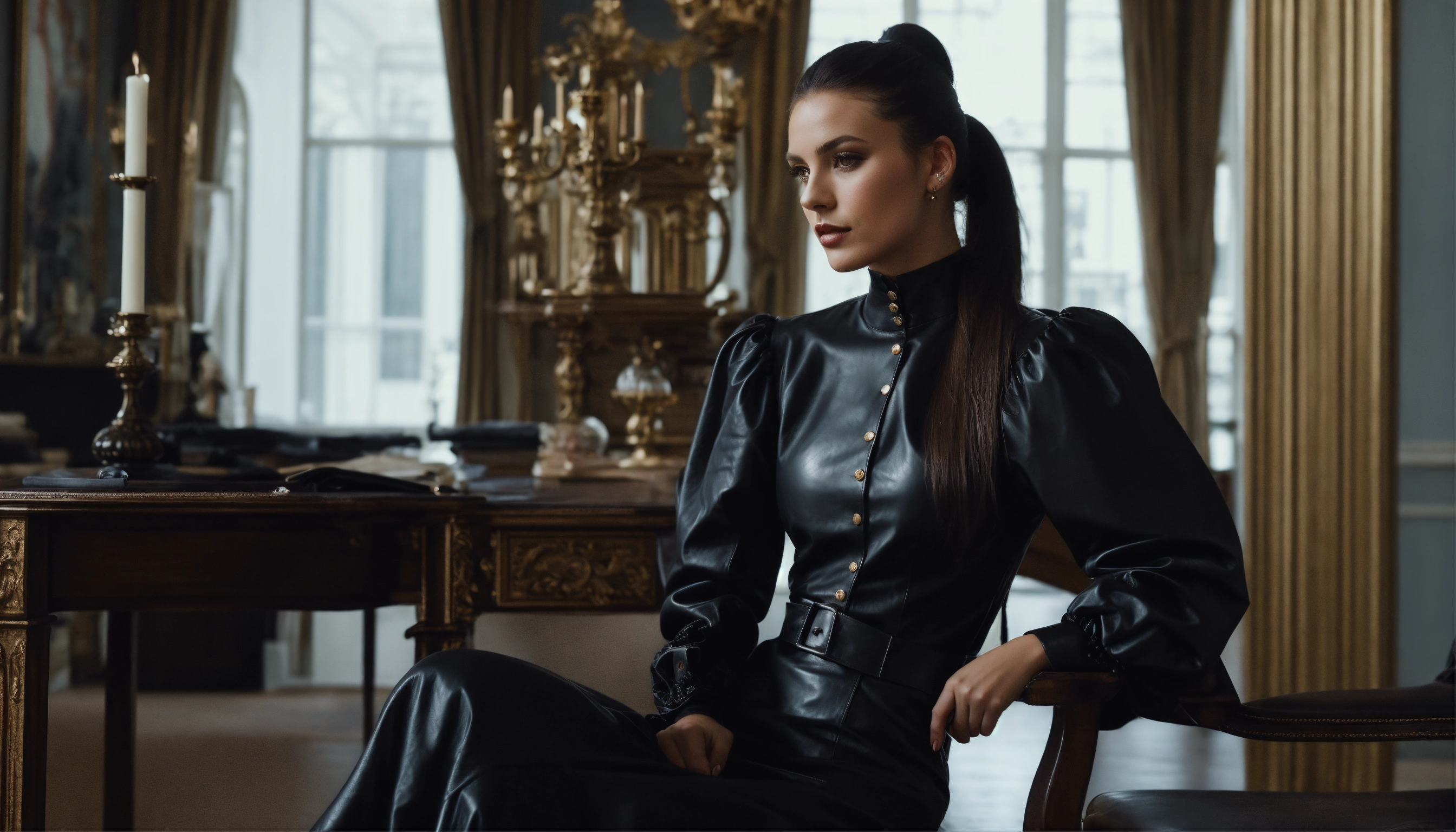 Lexica - Stunning european mistress woman fashion model sitting ...