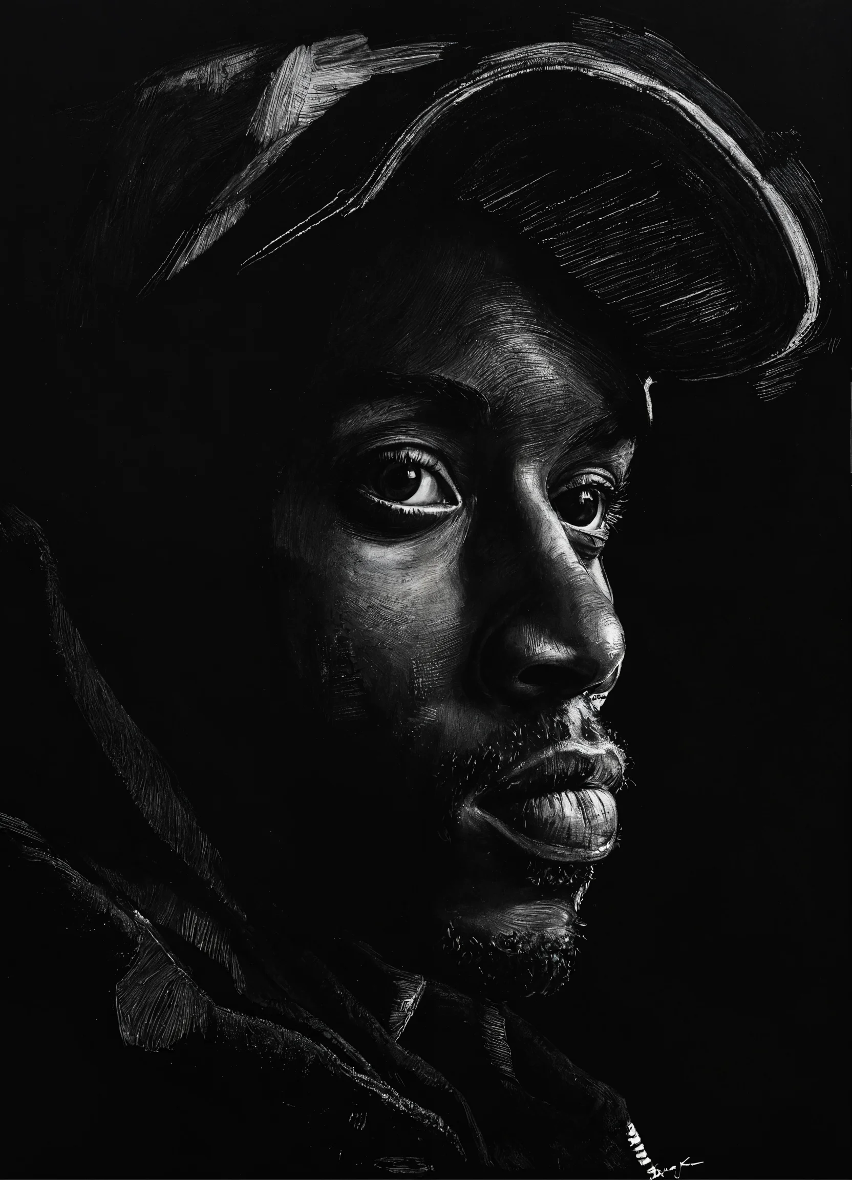 Lexica - Inspiring portrait drawing with black background