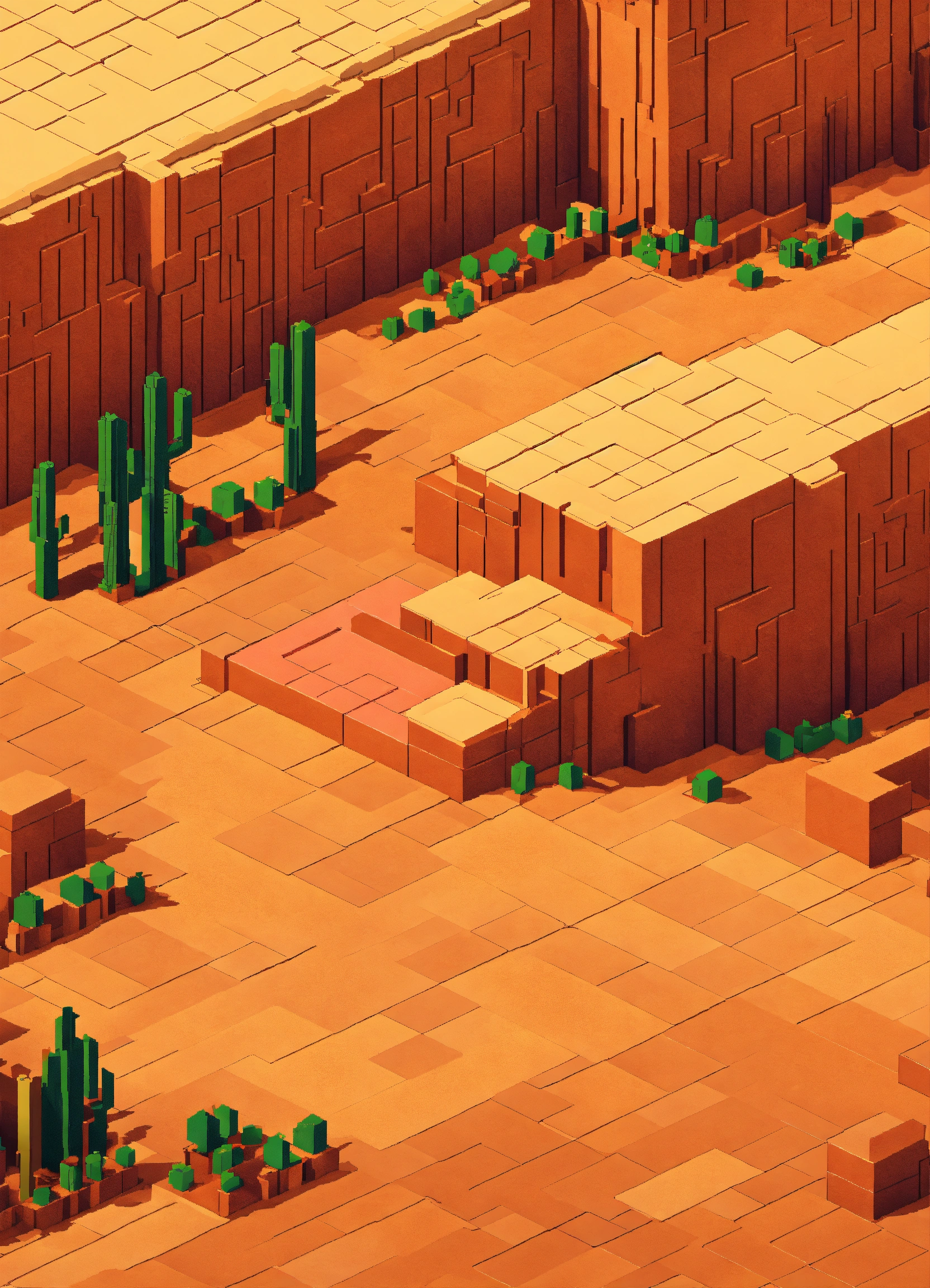 Lexica - Blocky pixel 8-bit image of a desert from directly above