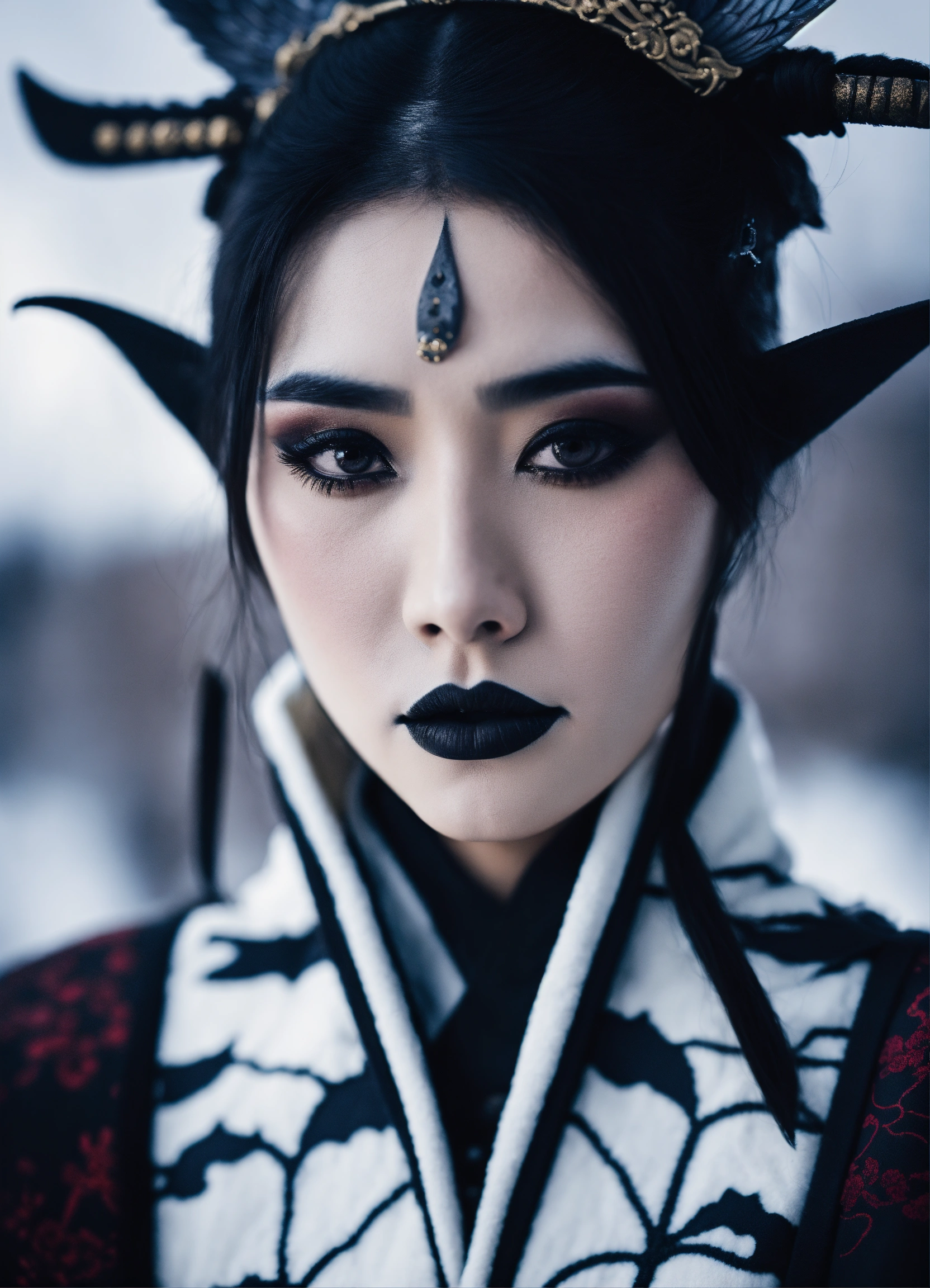 Lexica - High contrast portrait of a japanese warrior woman, gothic ...