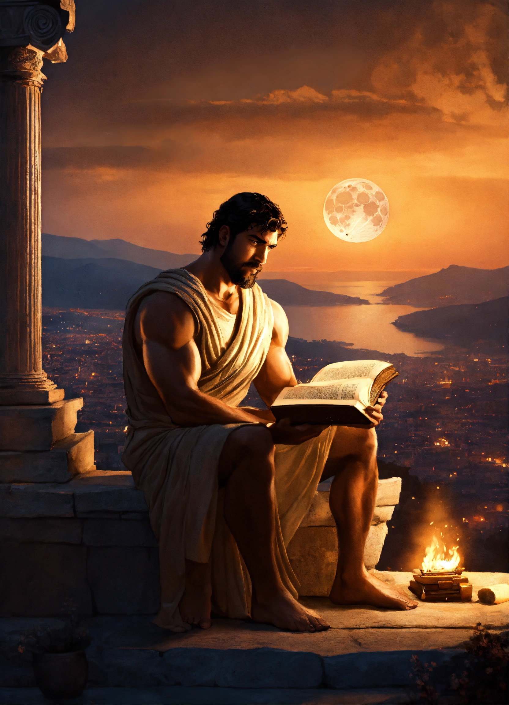 Lexica - "Please generate an image of a strong man holding a book ...