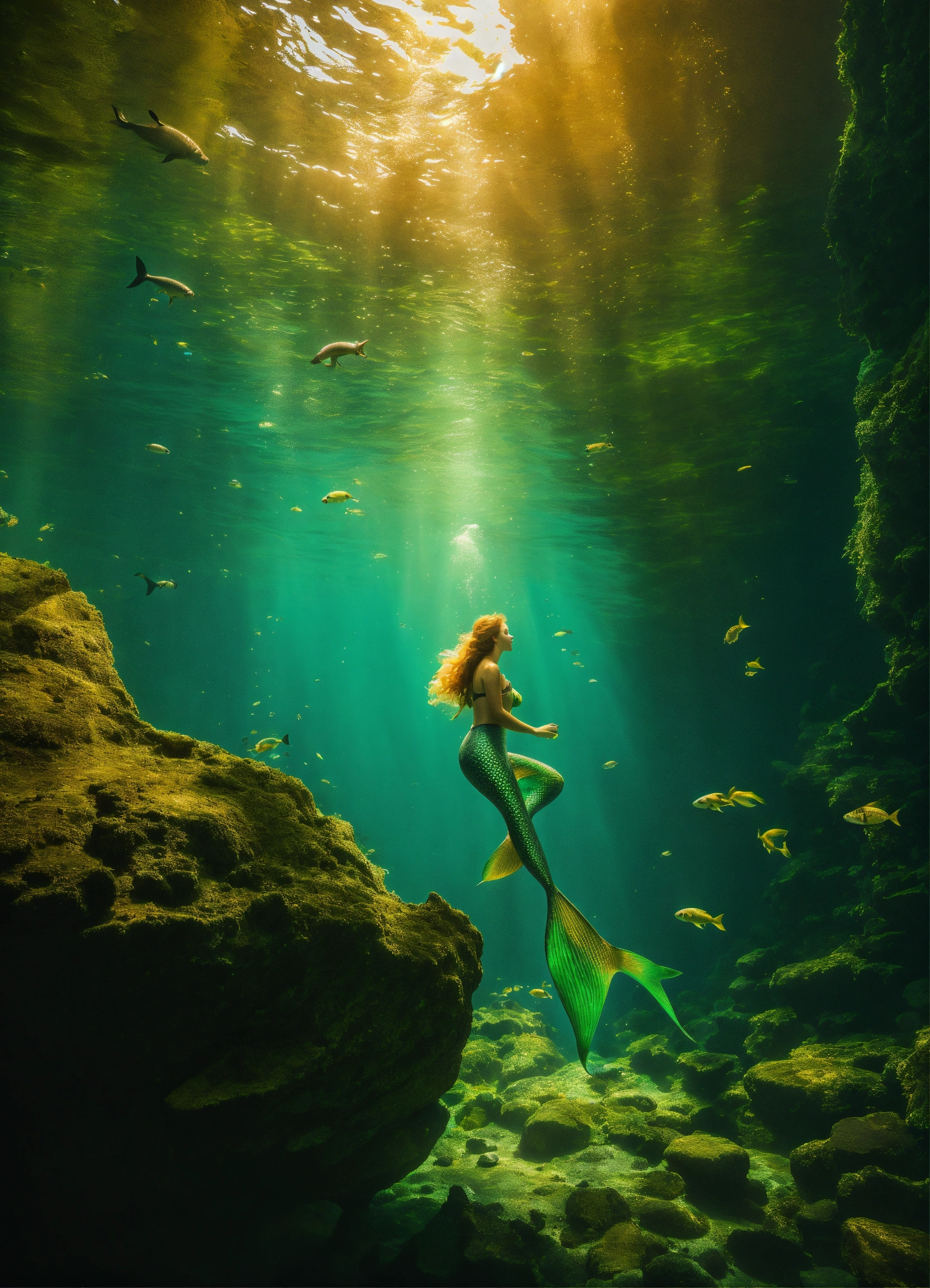 Lexica - One of the pictures is a mermaid in her outfit under an ...
