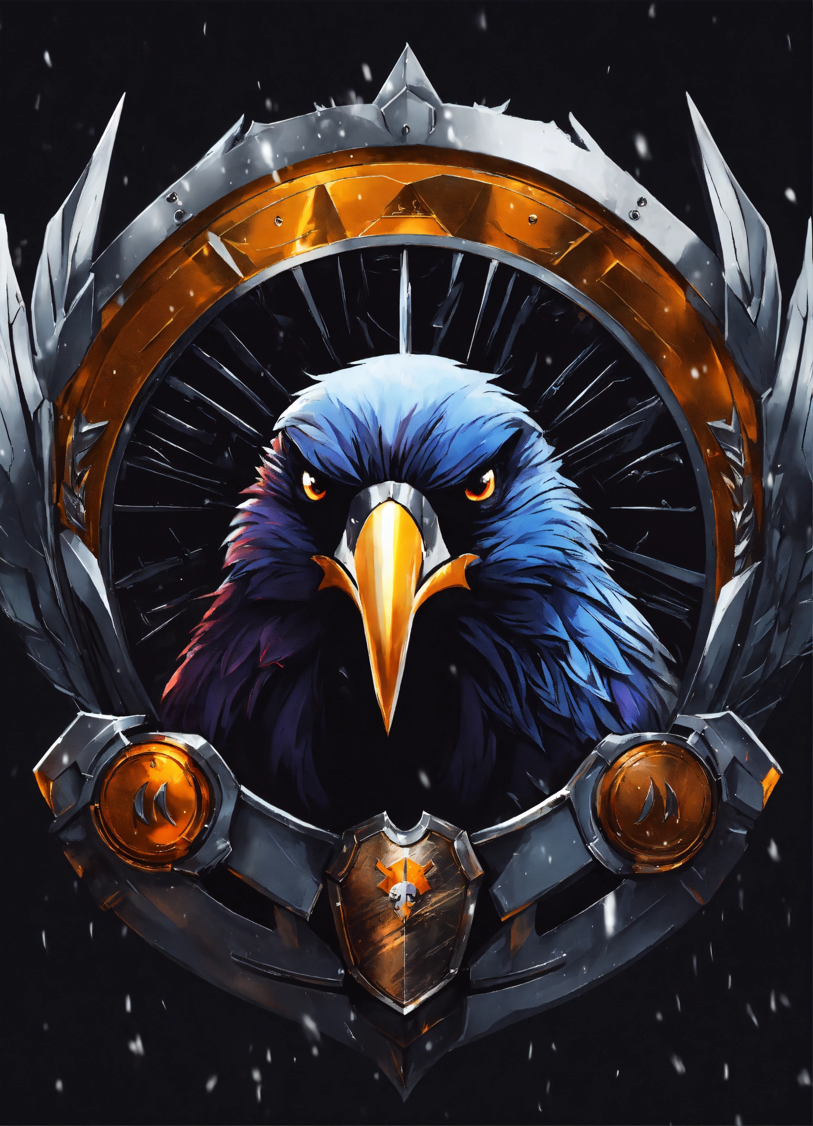 Lexica - Angry, savage raven logo, snow style, futuristic logo, shield ...