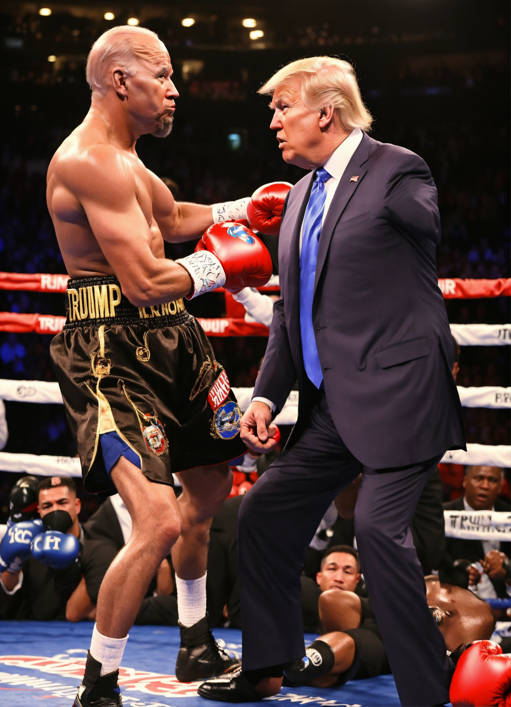 Lexica - Donald trump boxing, left boxing hook on joe biden