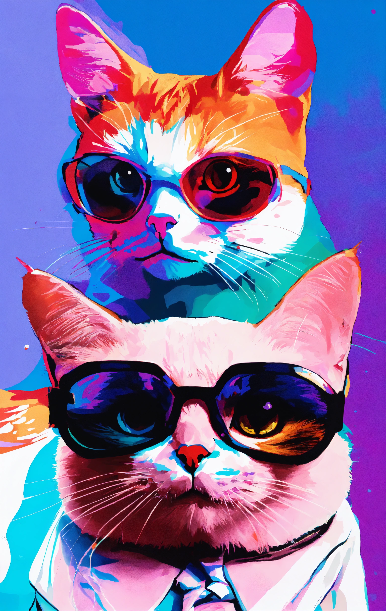 Lexica - A red blue cat-lifeguard in pop art style