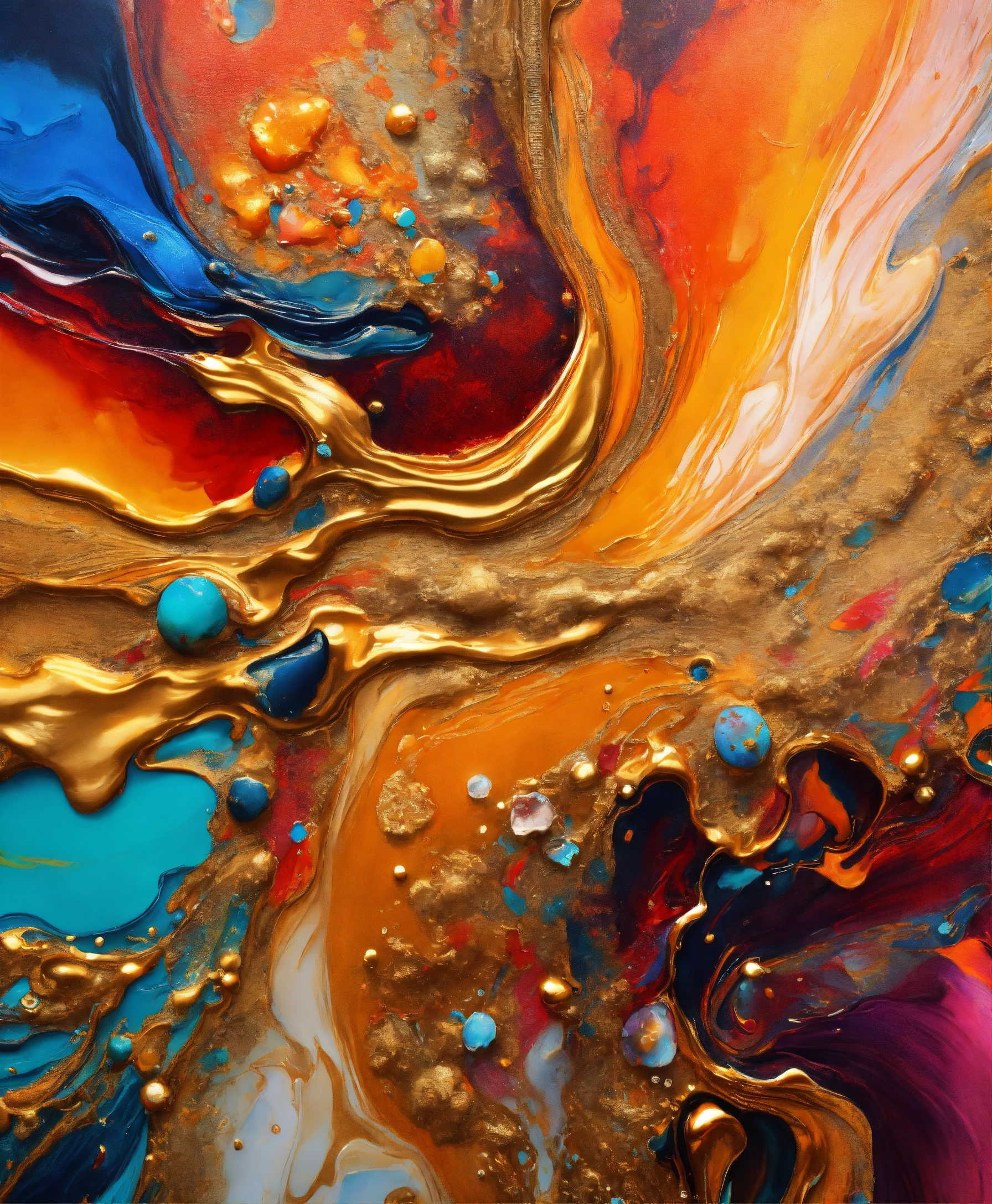Lexica - Colorful abstract painting oil and water complex bright vivid ...