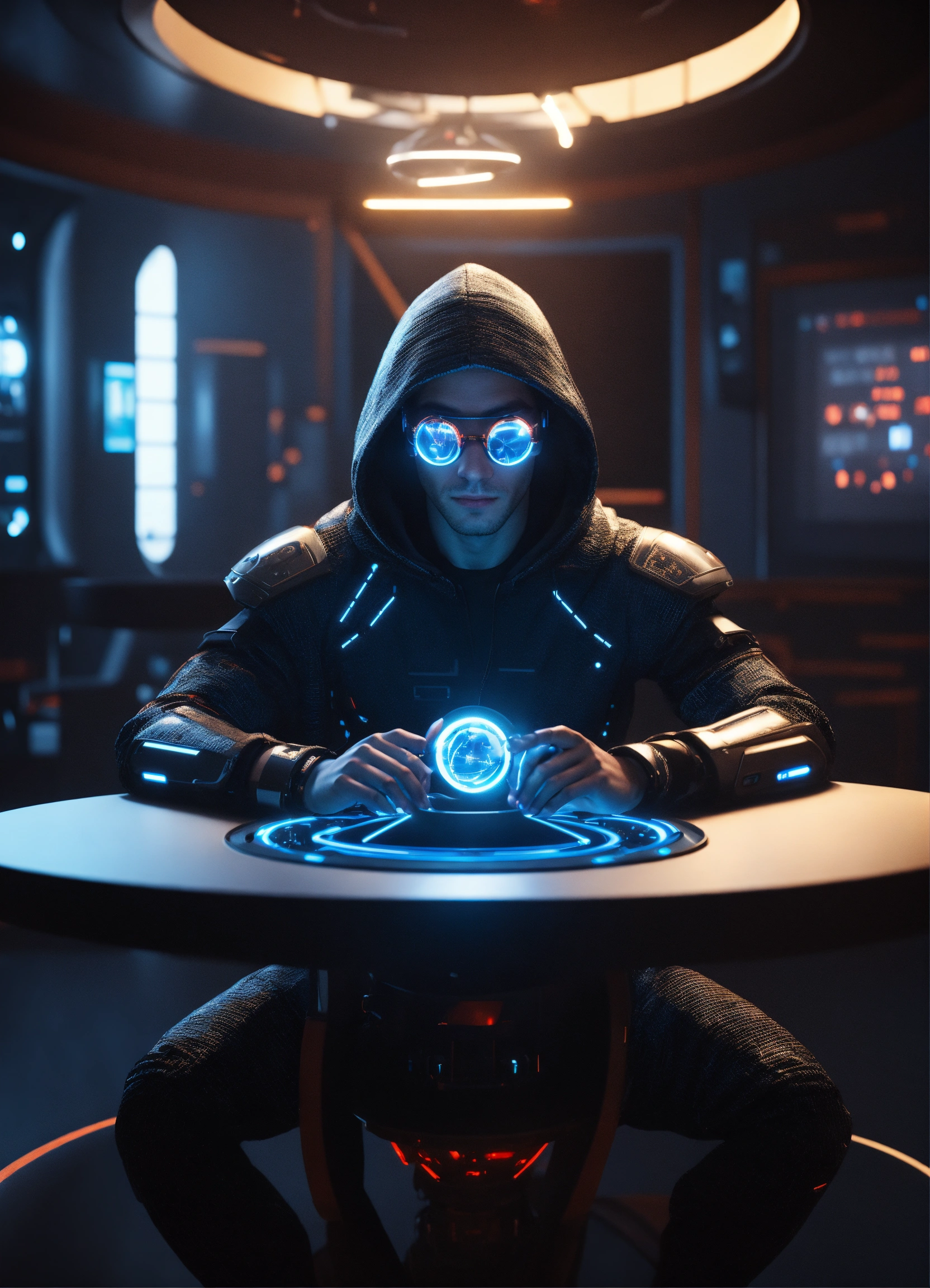 Lexica - Nerdy 25 year old male cyborg hacker wearing futuristic ...