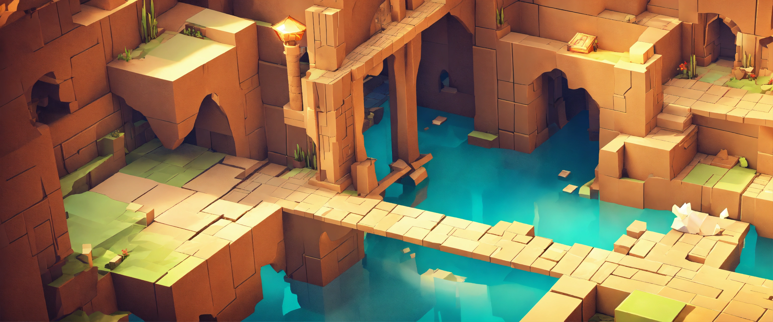 Lexica - A top-down view, 3d low poly puzzle , inspired by monument ...