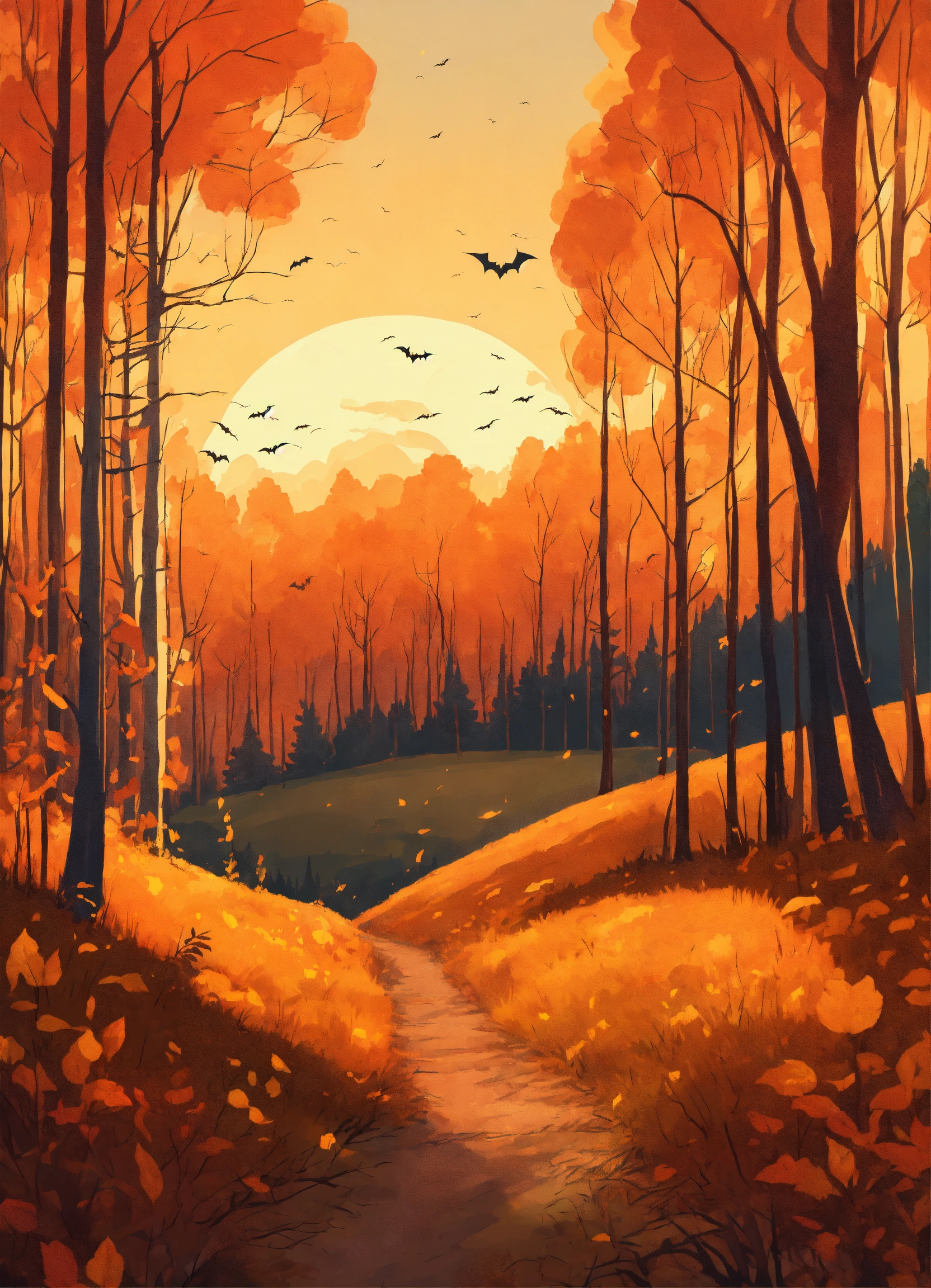 Lexica - Beautiful spooky autumn forest, golden hour, meadow in the ...