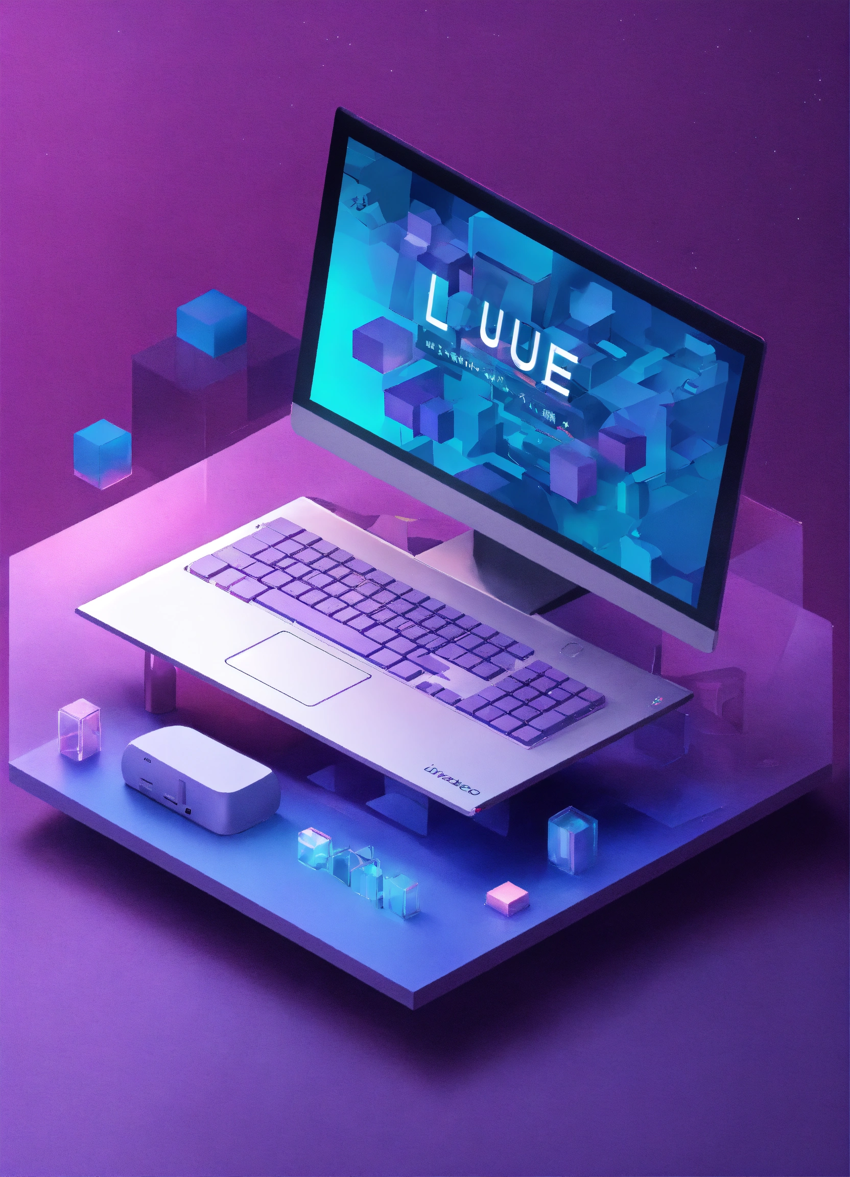 Lexica - A blue and purple logo for a company, a computer rendering by ...