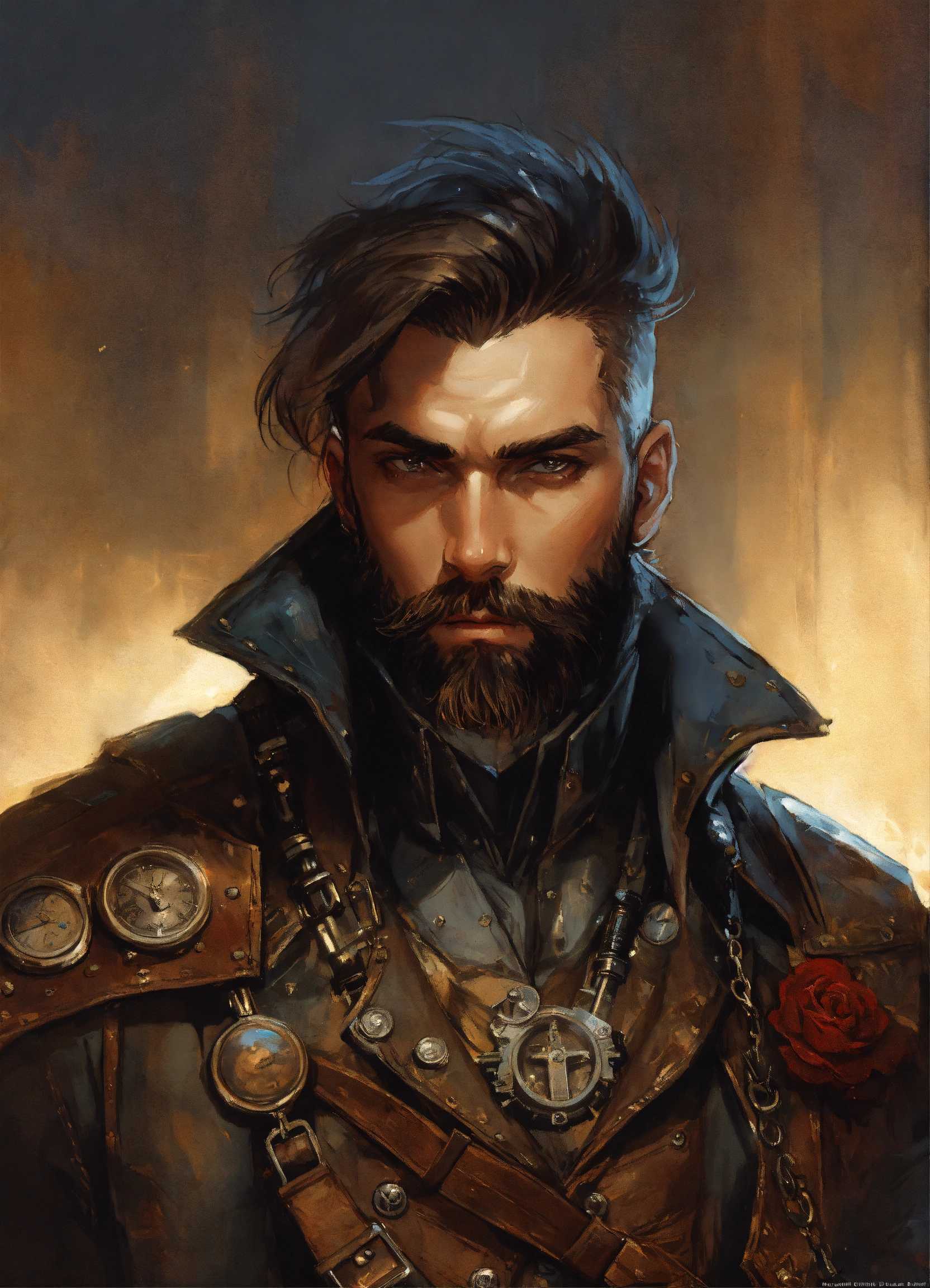 Lexica - Male steampunk vampire bounty hunter wearing studded leather ...