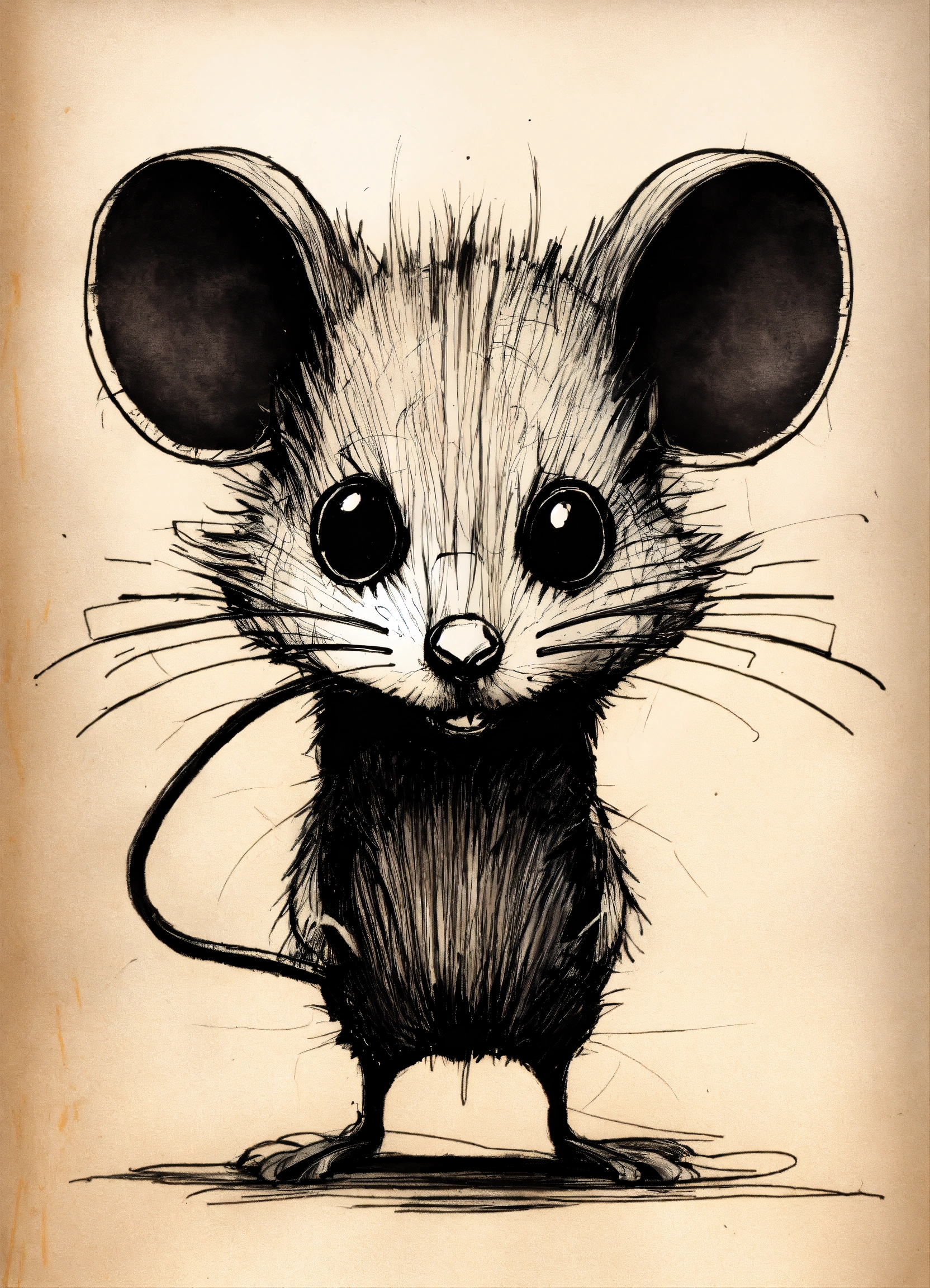 Lexica - Rough Sketch of an evil mouse, pen sketch, chaotic, minimalist