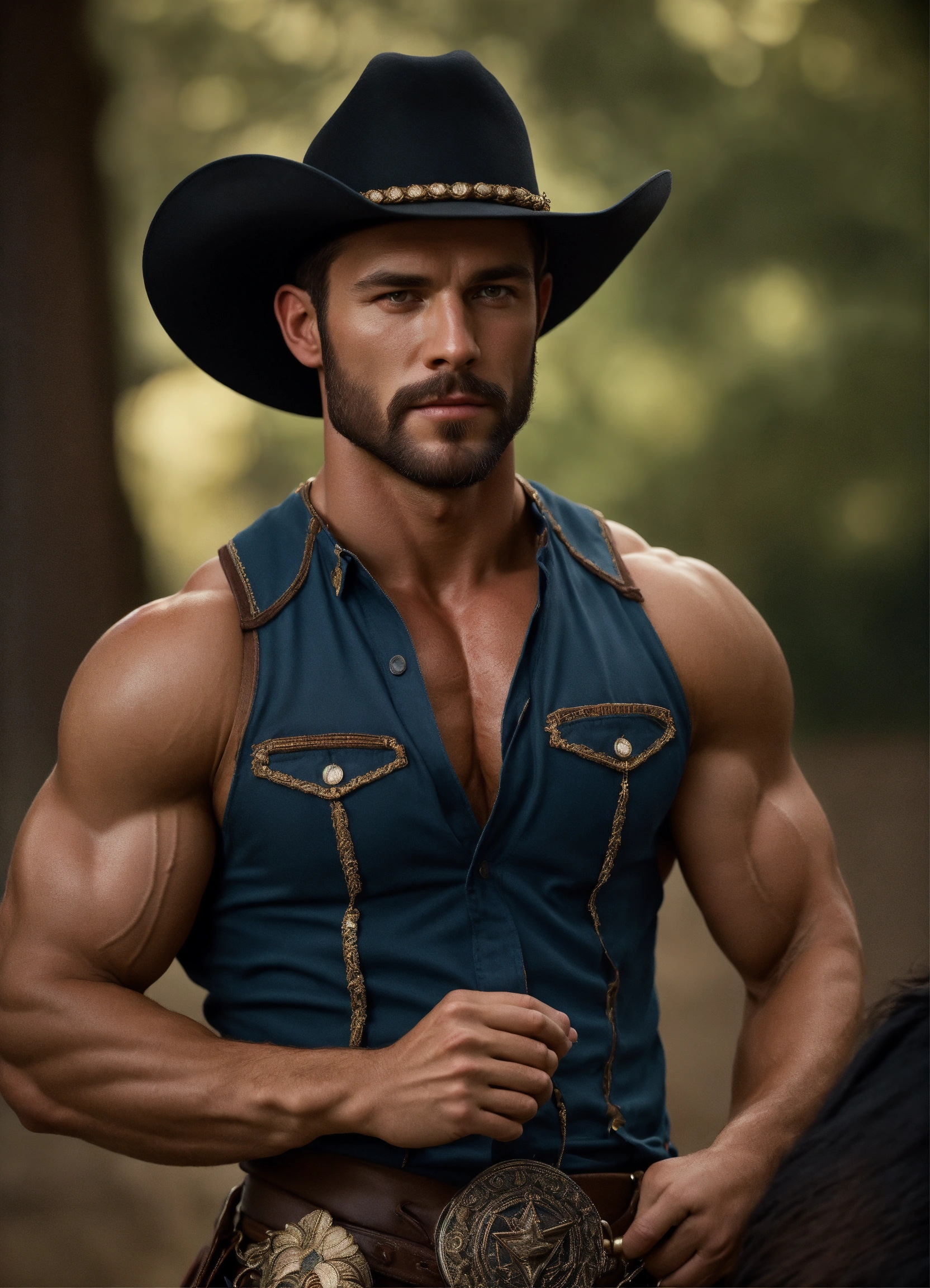 Lexica - Portrait of a stunningly beautiful cowboy in soft light ...