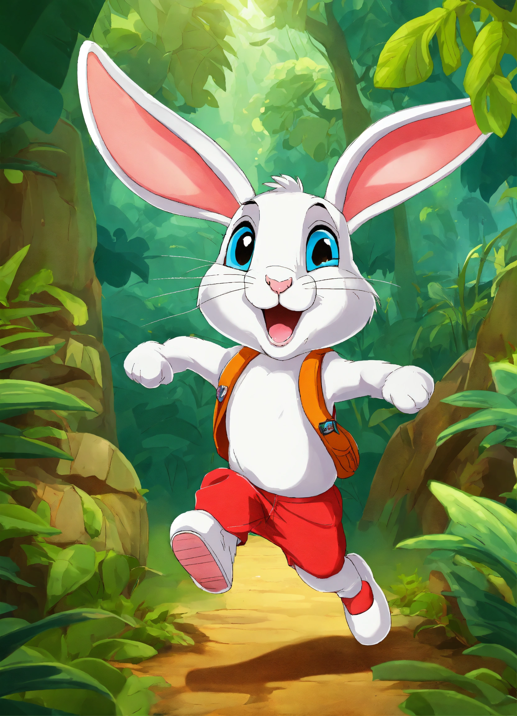 Lexica - Let cartoon rabbit run in jungle