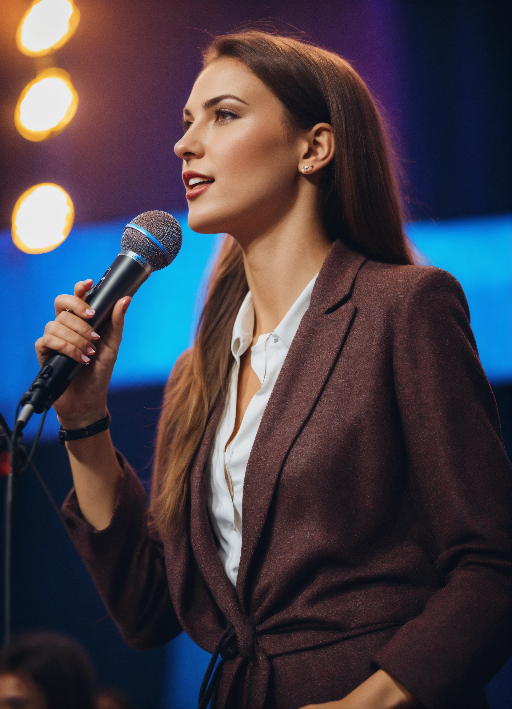 Lexica - Create a picture of beautiful slavic business woman who talk ...