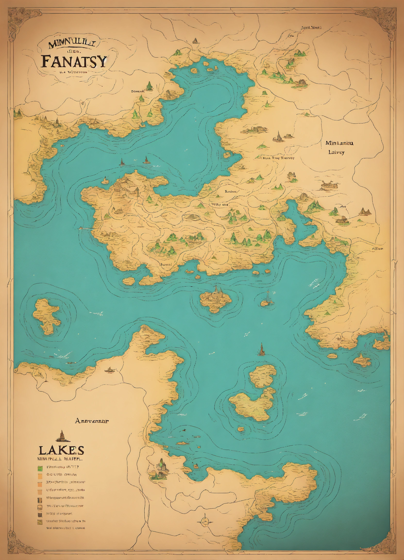 Lexica - Minimalistic Fantasy map with lakes and rivers
