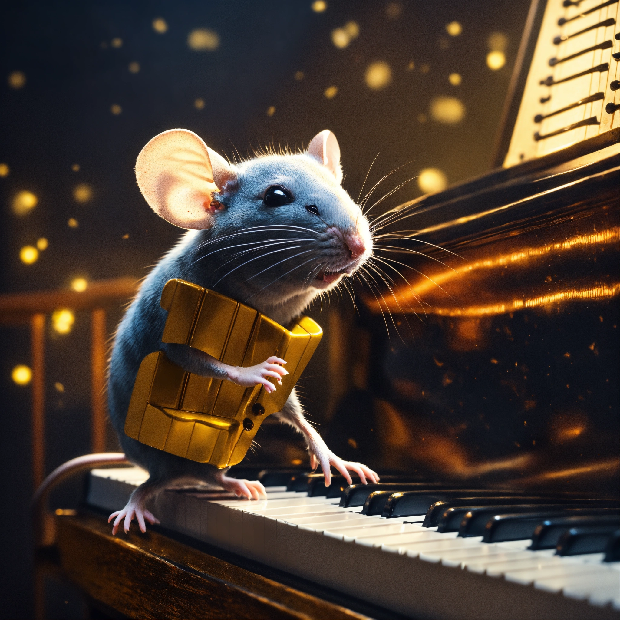 Lexica - A mouse playing piano, looking like a rock star