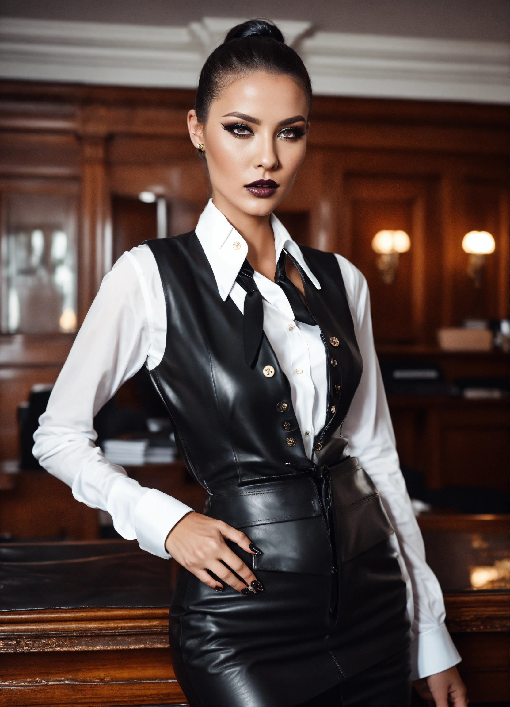 Lexica - Stunning french seductress woman fashion model, black straight ...