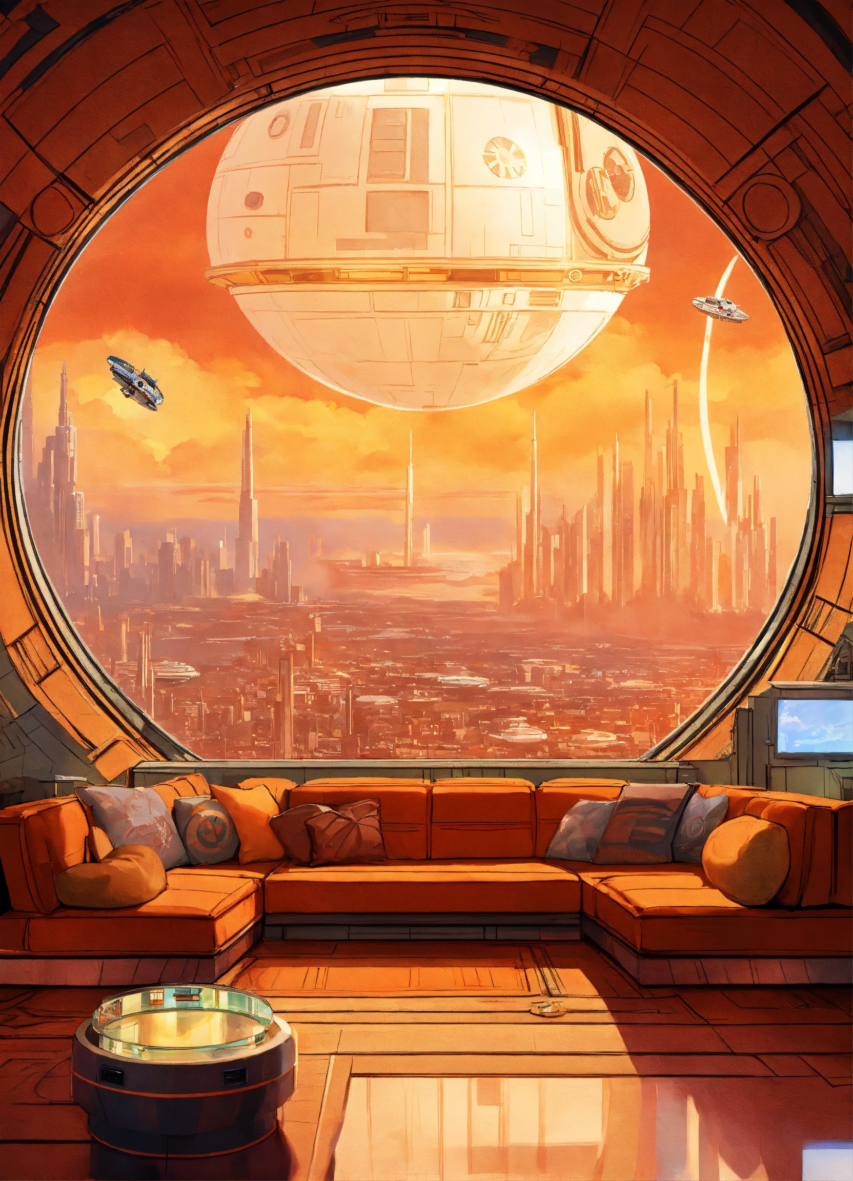 Lexica - Digital art drawing of a circular Star Wars suite with ...