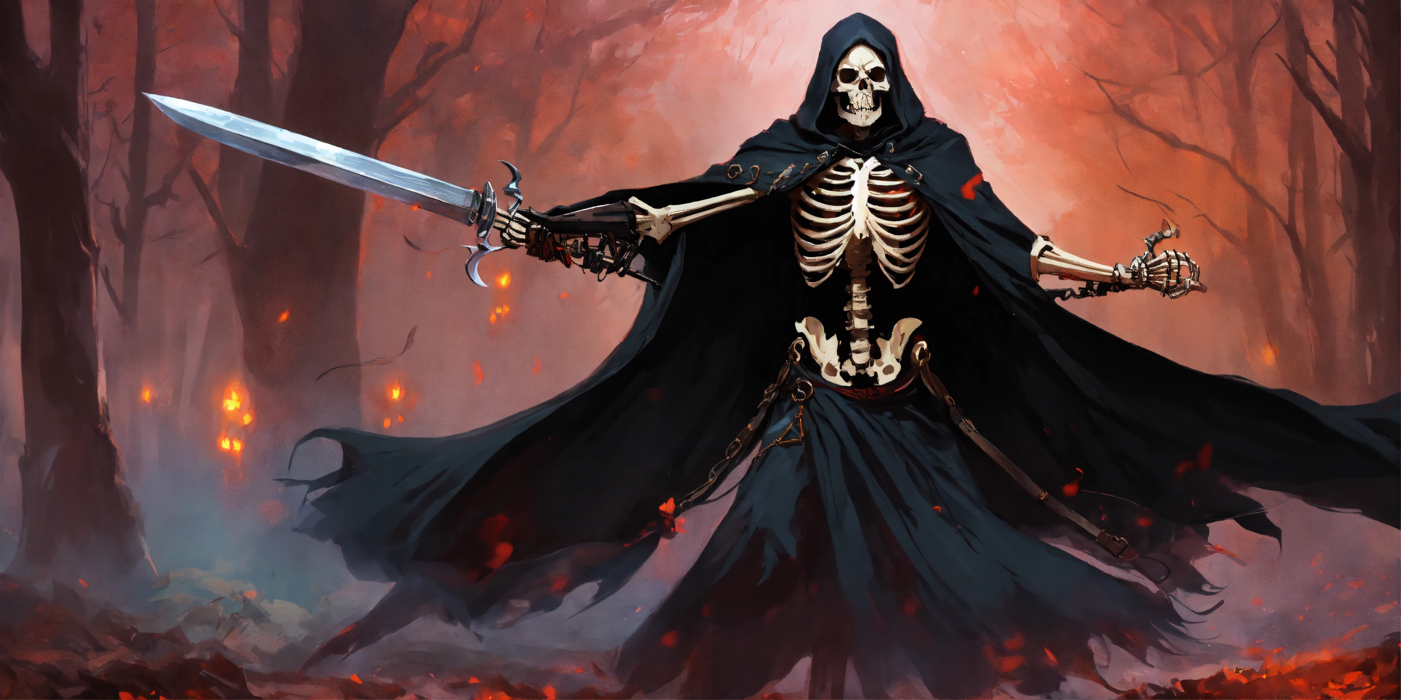 Lexica - Body shot, enraged, boneclaw skeleton undead monster, with ...