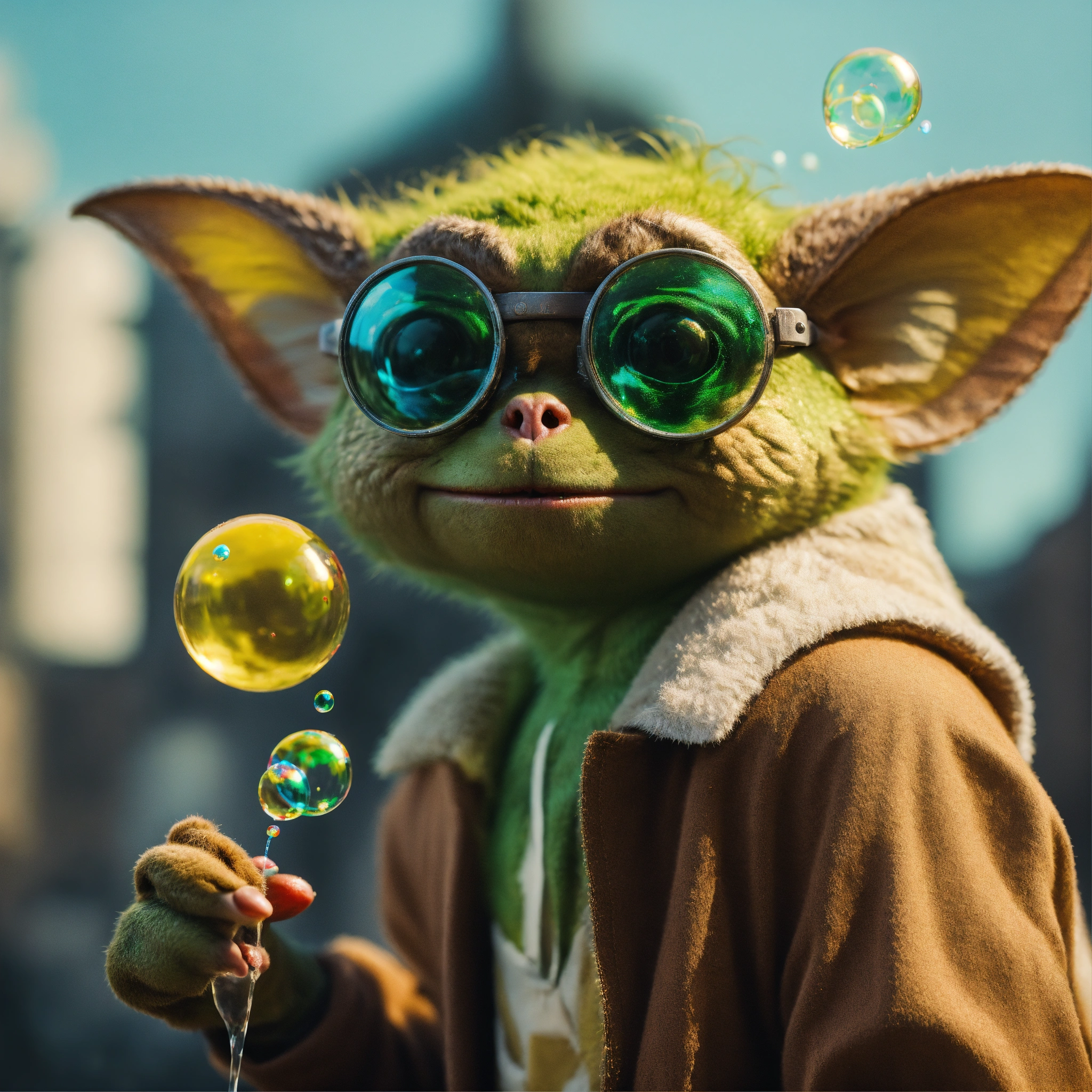 Lexica - Over the shoulder shot, Leica portrait of a gremlin holding ...