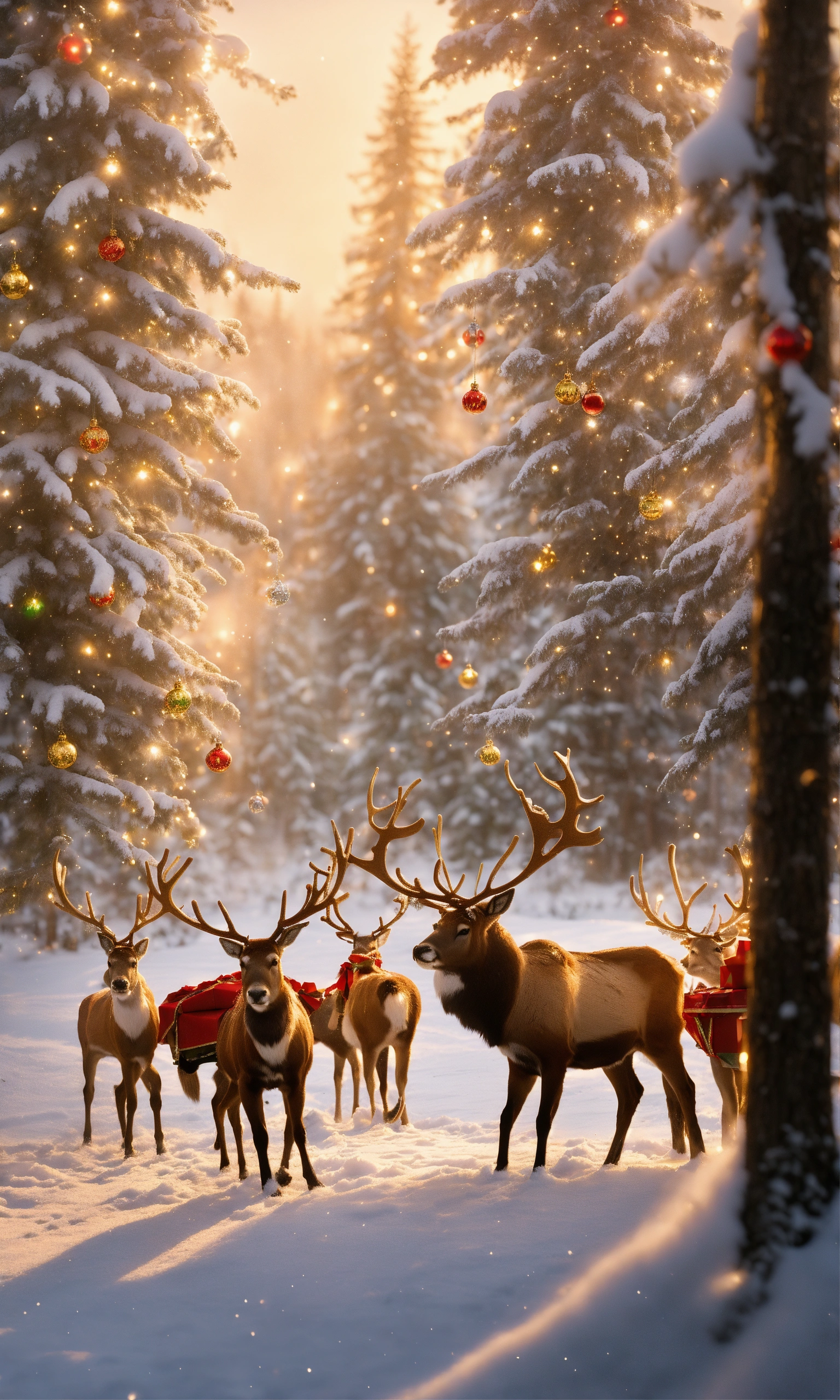 Lexica - The eight reindeer, with their glistening coats of deep ...