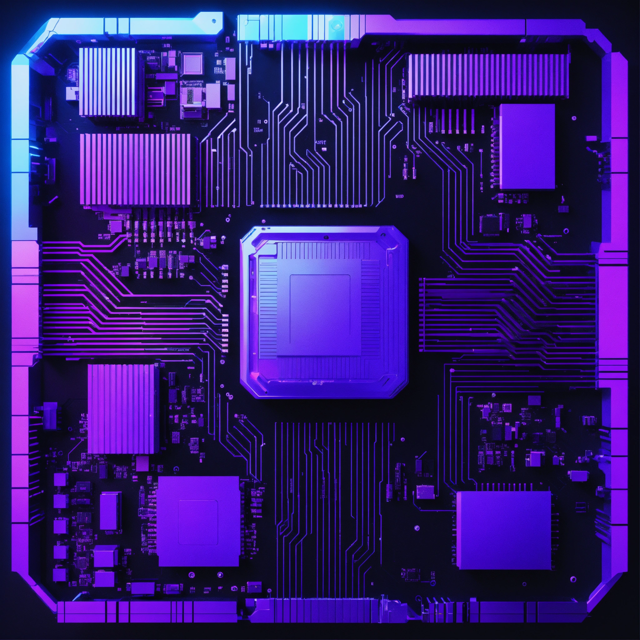 Lexica - Motherboard with processor, chip, connected geometry lines ...