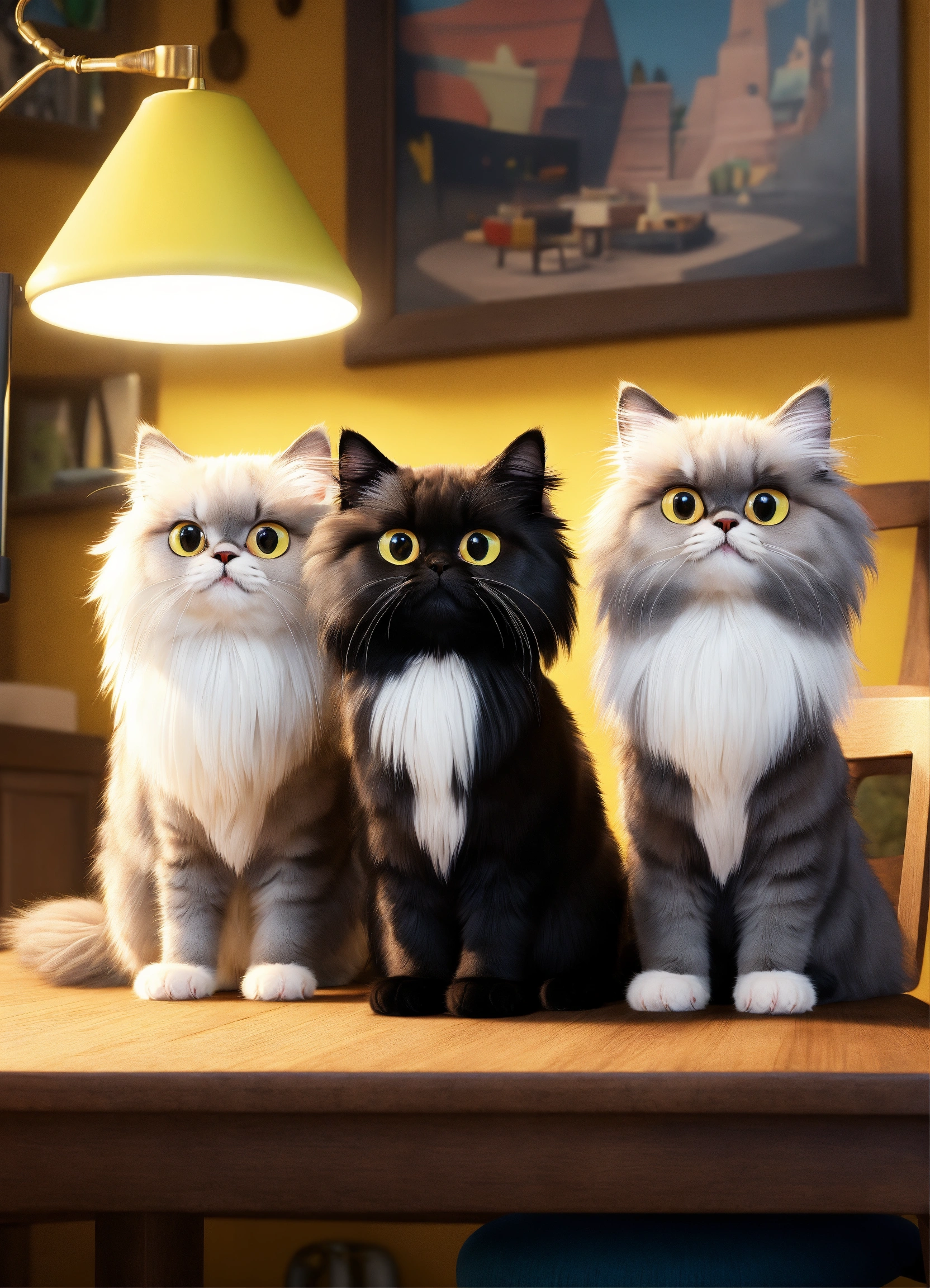 Lexica - Make Disney pixar poster. three peak nose persian cats. one ...