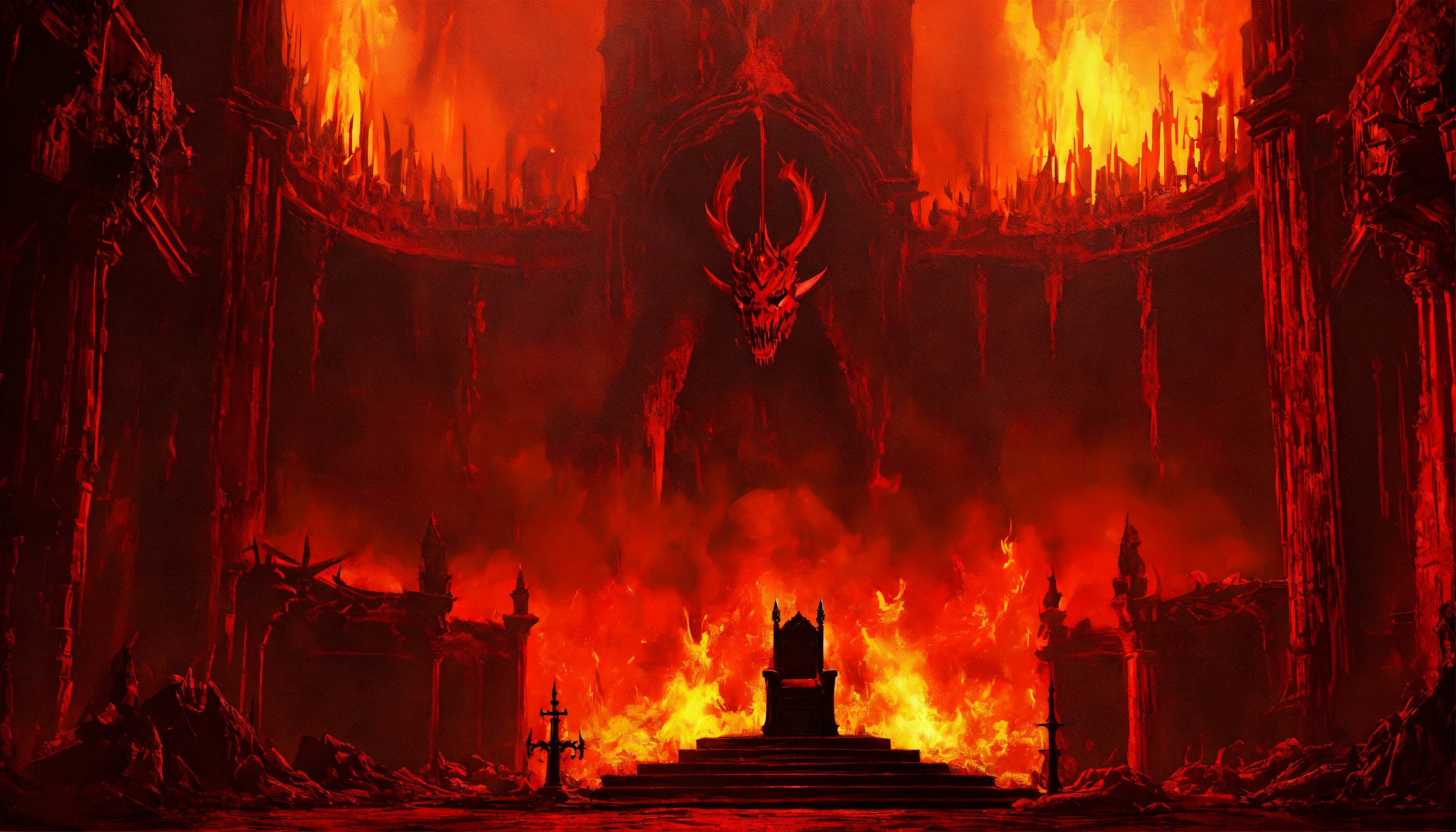 Lexica - Pit fiend throne room in hell, digital art