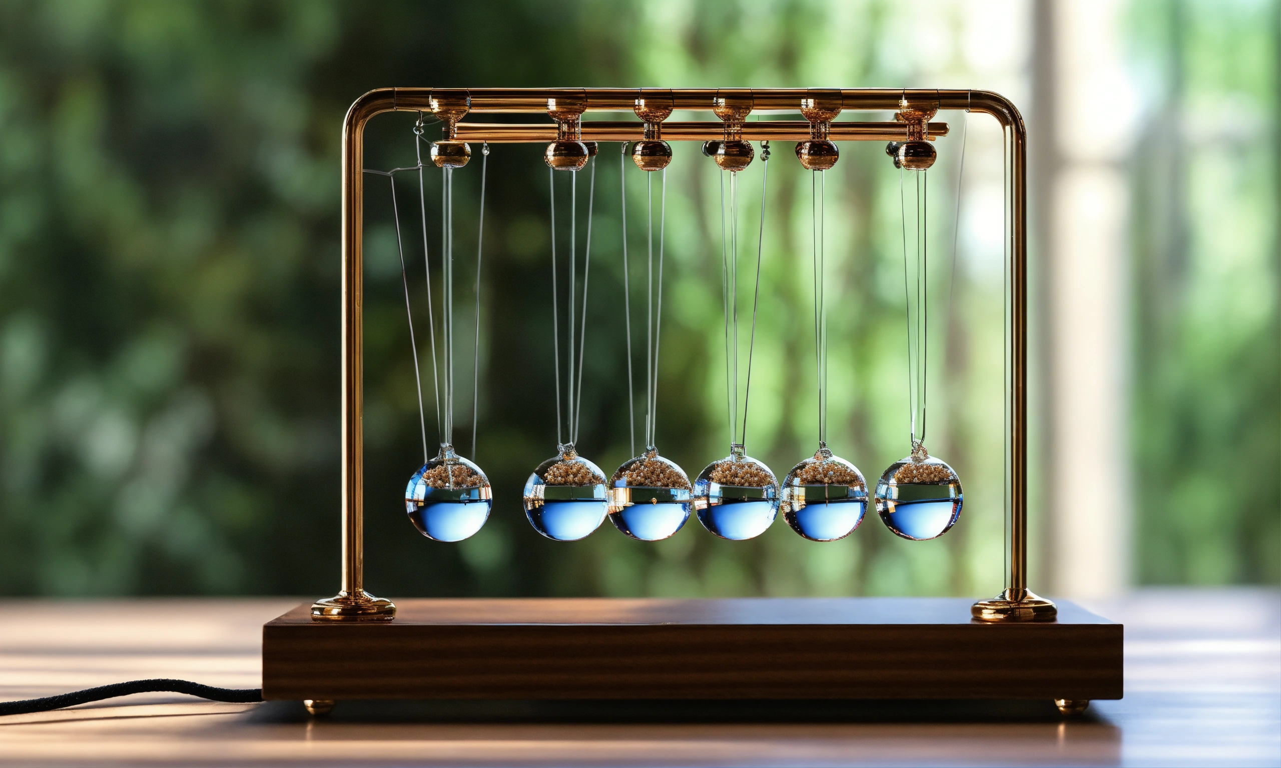 Lexica - Newton cradle, five crystal clear transparent pendulums, one ...