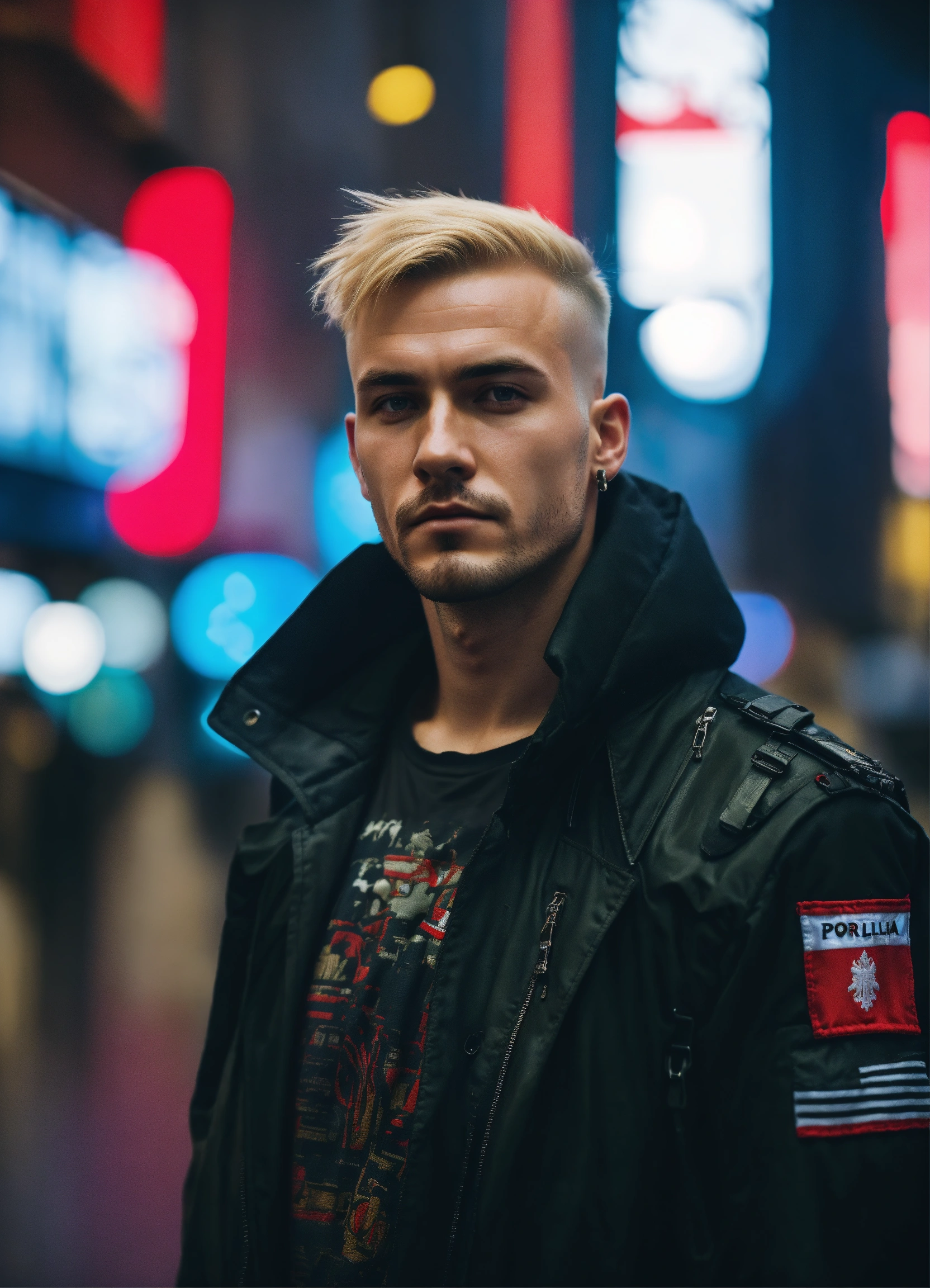 Lexica - Cyberpunk style, handsome man in cyber punk city, Poland, in ...