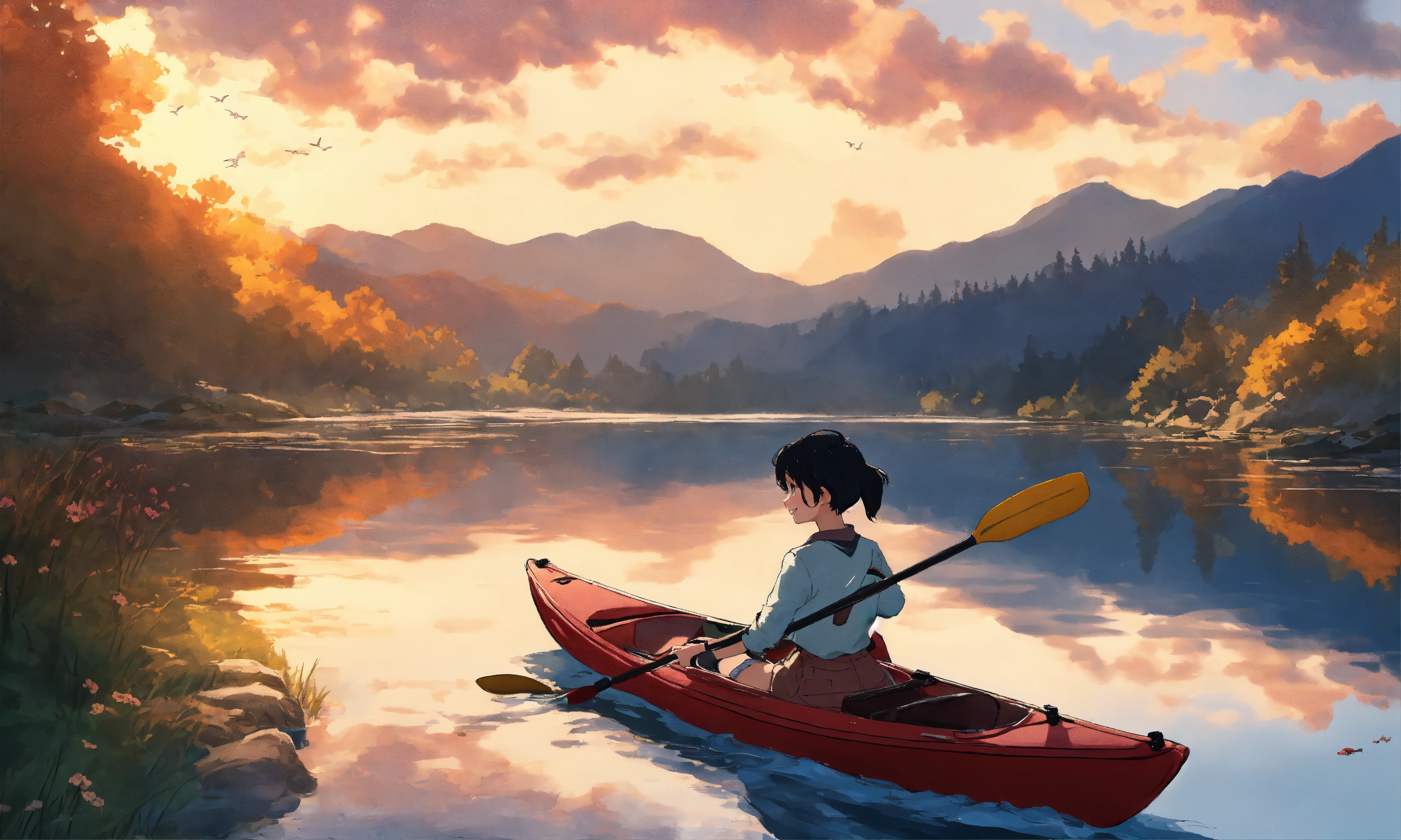 Lexica - In a Hayao Miyazaki-inspired style, depict a girl with short ...